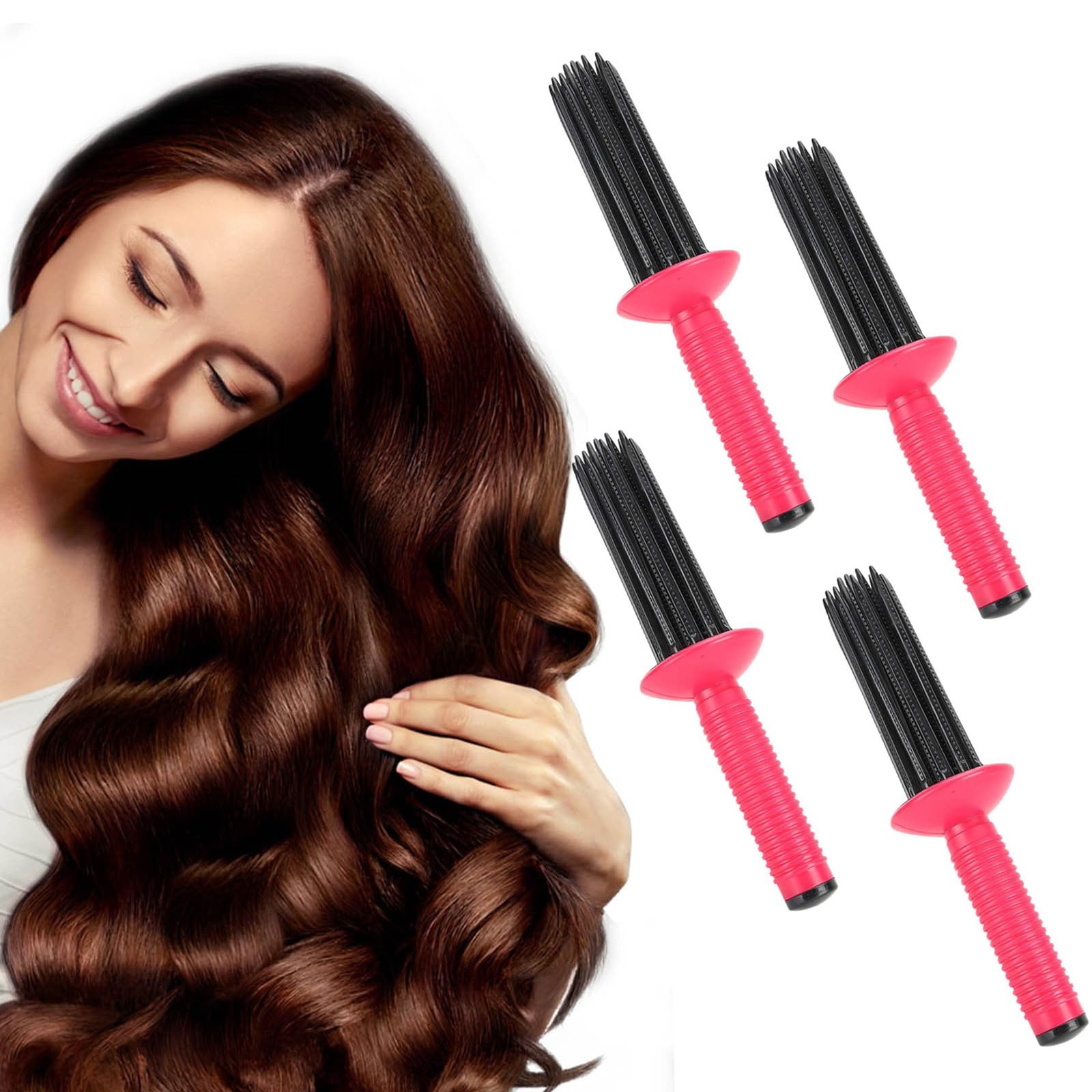 Siquannn 4 Pcs Hair Curling Roll Comb Round Hair Brush Teeth Round ...