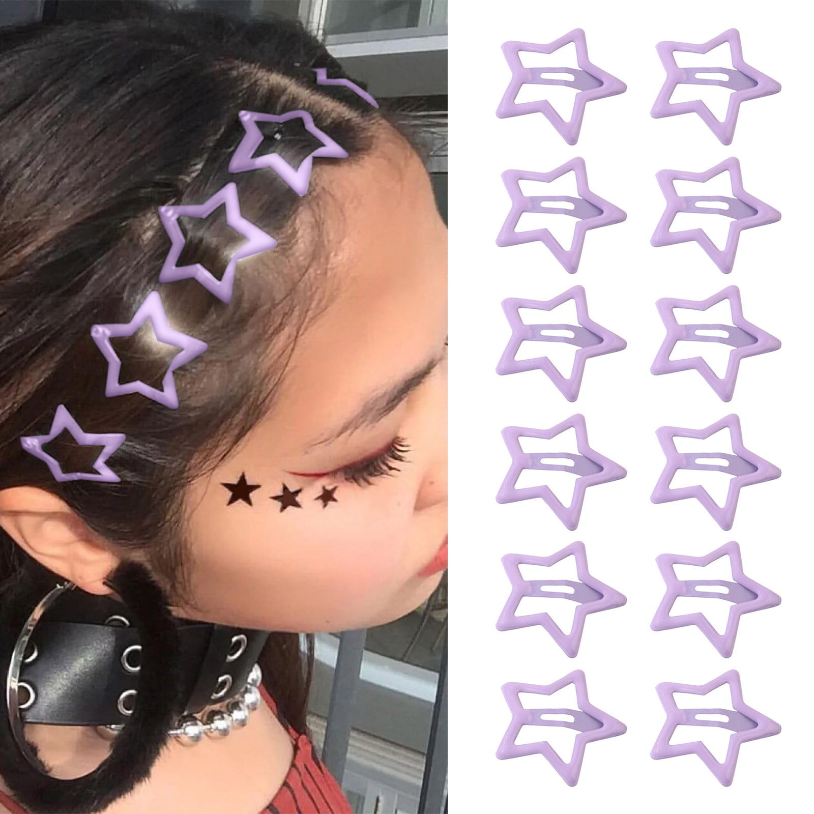 Siquannnn 12 PCS 1.21'' Star Hair Clips Snap Hair Barrettes Non Slip ...