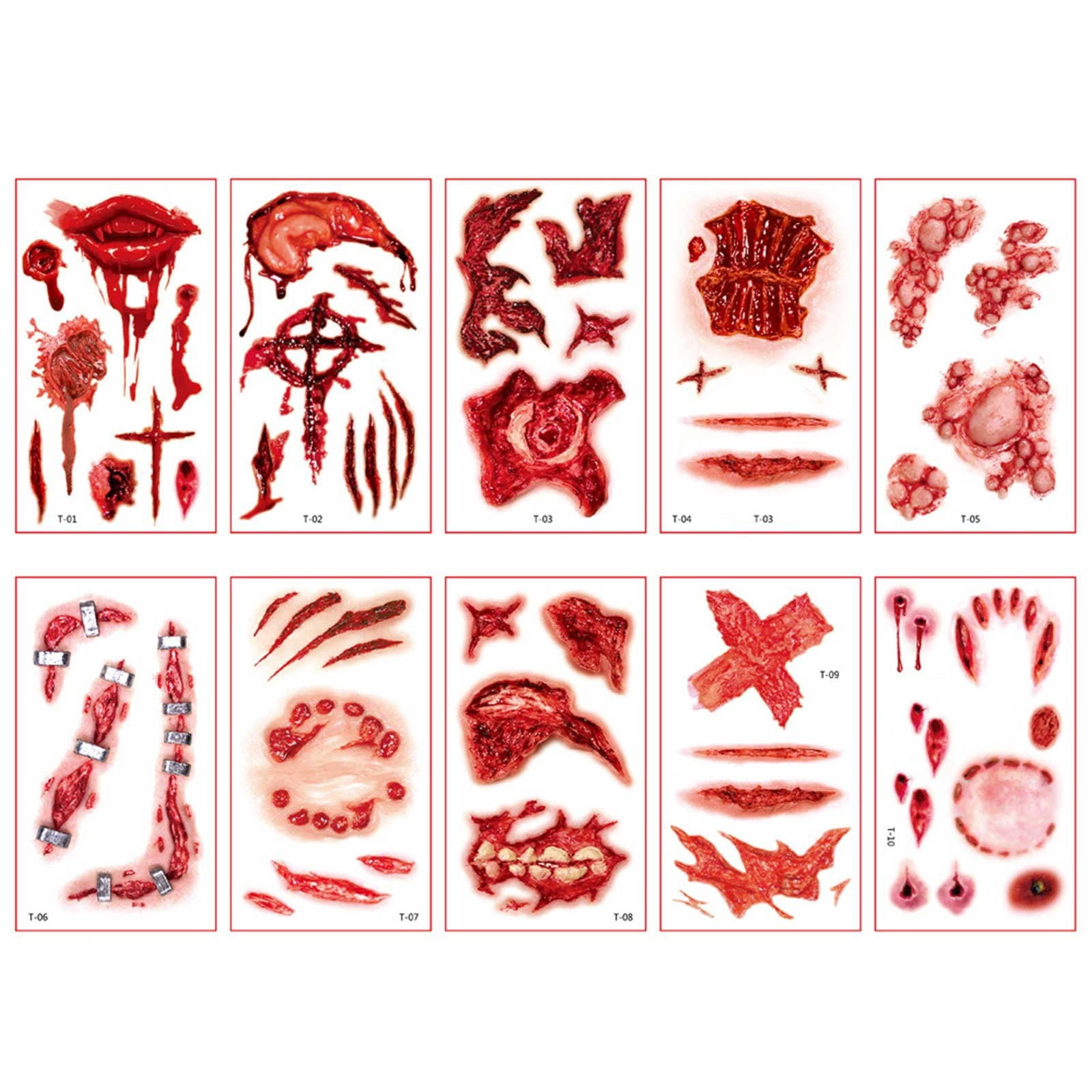 Scar Tattoo Waterproof Temporary Tattoos Makeup Scar Tattoo 3D Bleeding ...