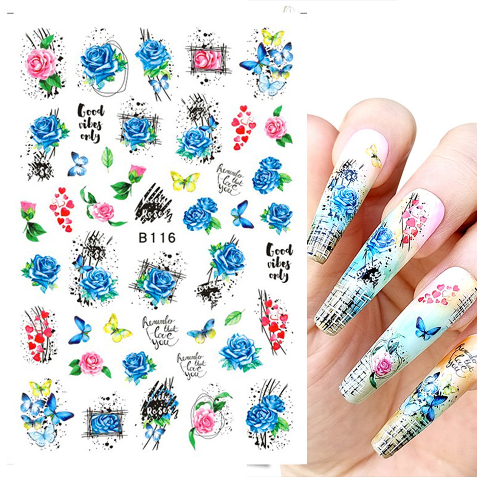 Siquannnn Nail Signs for Salon Light Flower Nail Art Stickers Decals ...