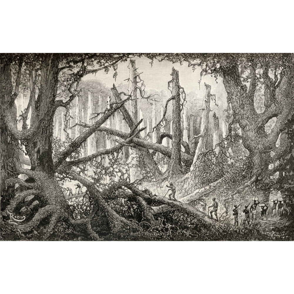 Sir Henry Morton Stanley And His Men Crossing A Hazardous Forest ...