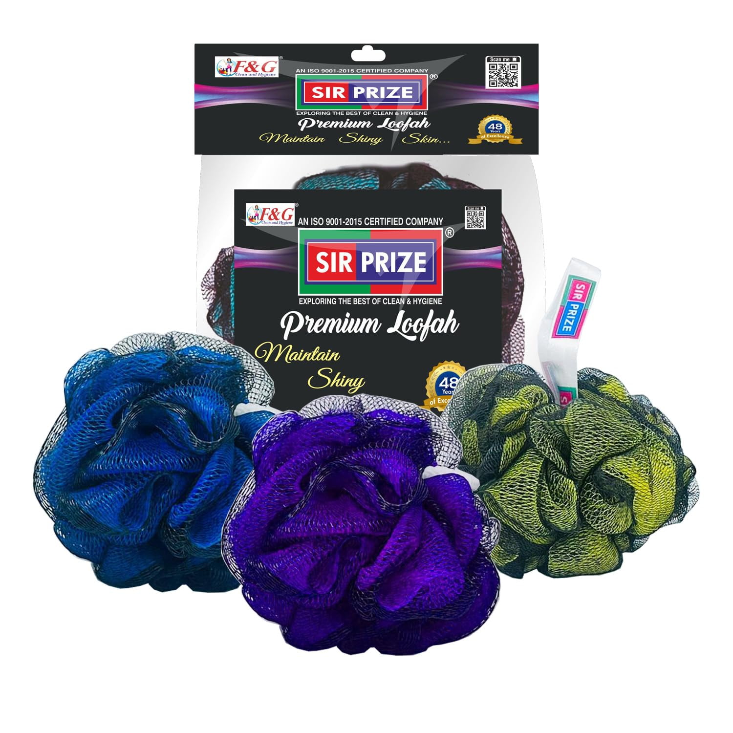 Sir Prize LoofahCharcoal Body Bath Loofah Spongemulticolor XL60g Extra Large 3 Pack Soft Mesh ...