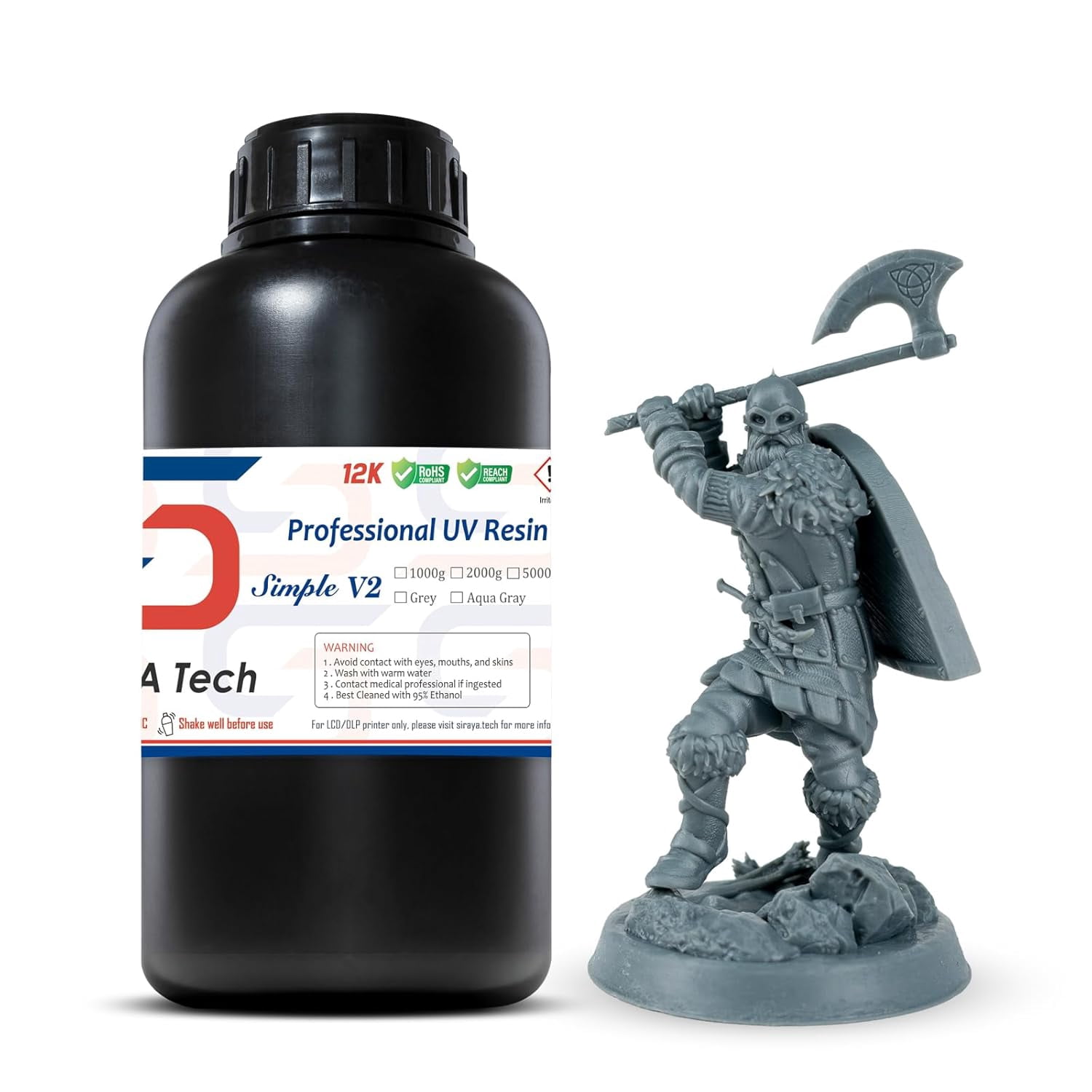 Siraya Tech Simple V2 Aqua Gray Resin - Water Washable 3D Printer Resin ...