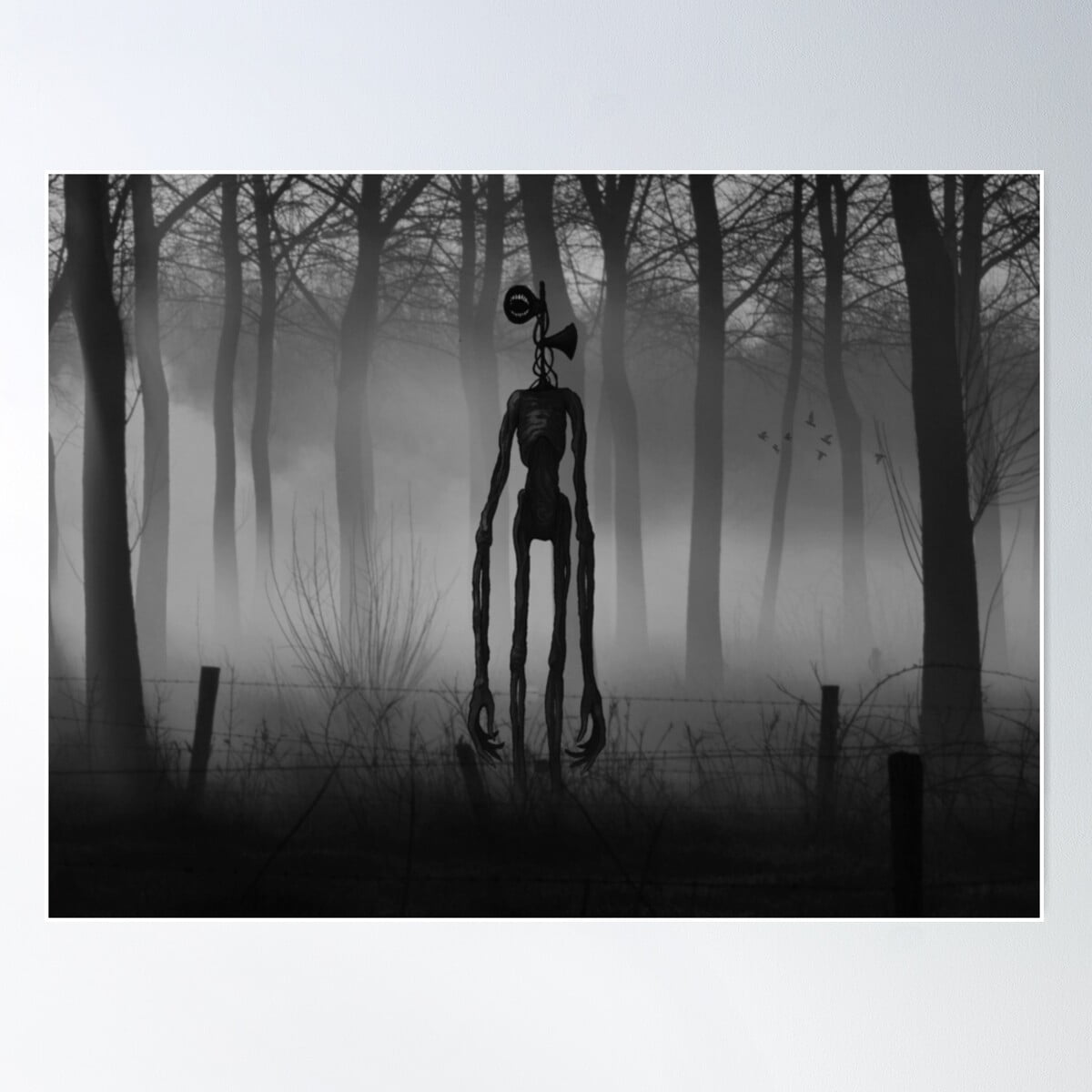 Siren Head In Dark Black Horror Forest Poster Wall Art, Modern Wall ...