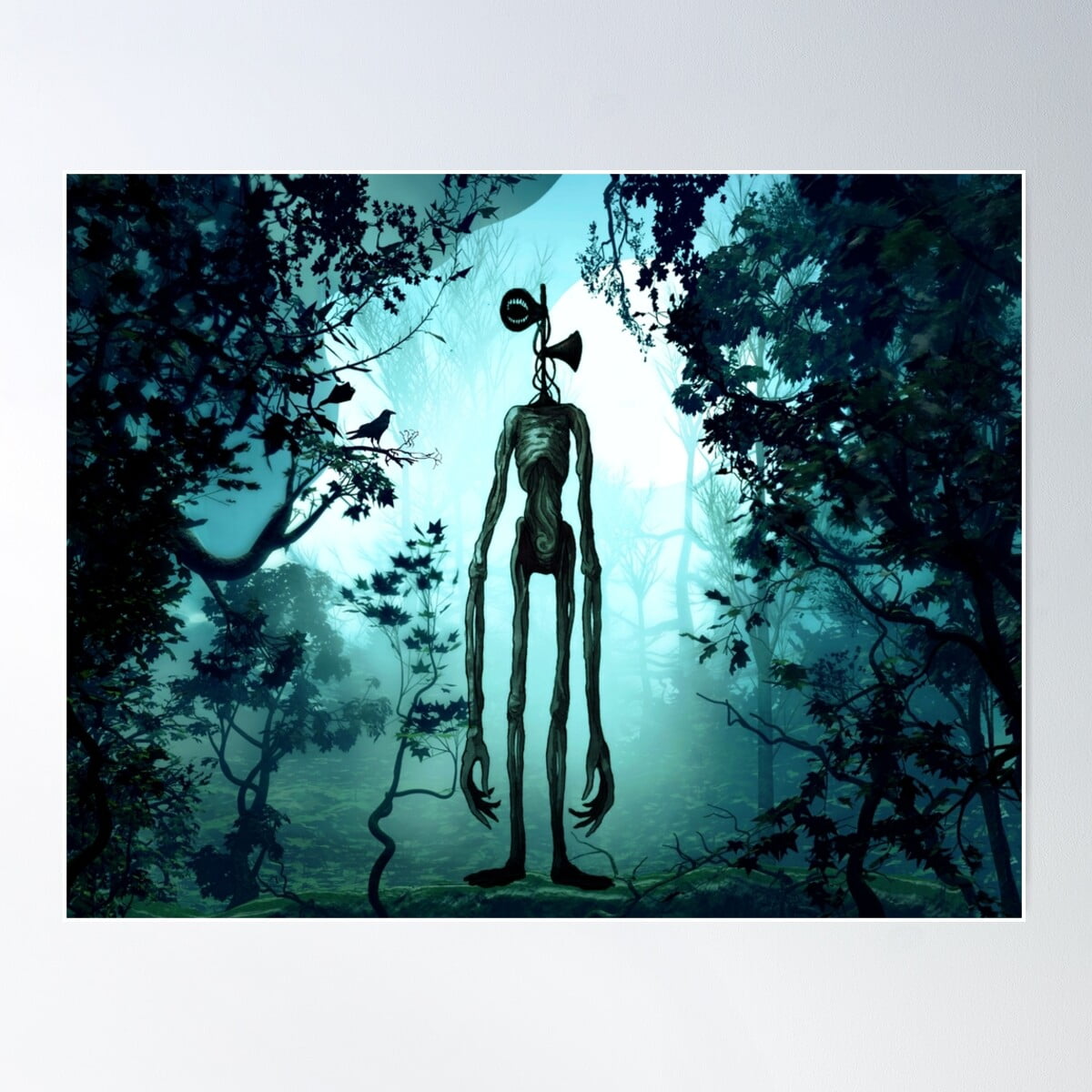 Siren Head In Horror Background Poster Wall Art, Modern Wall Decor For ...