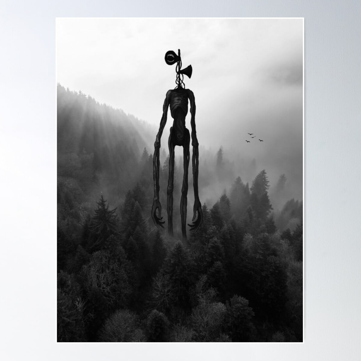 Siren Head In Pine Forest Mountain Black Backpack Poster Wall Art ...