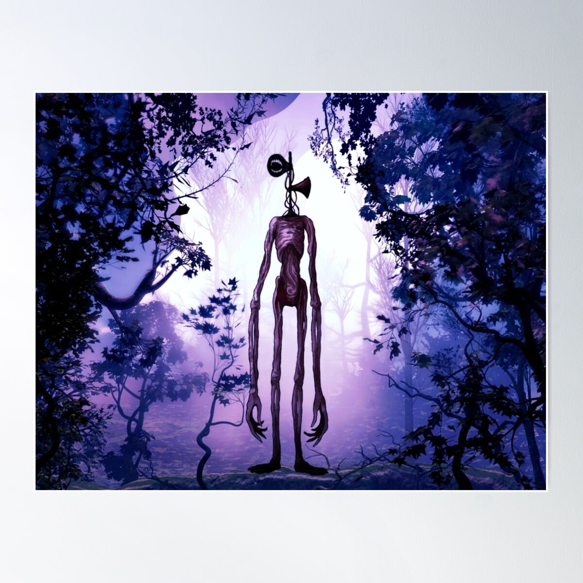 Siren Head In Purple Horror Background Poster Wall Art, Modern Wall ...