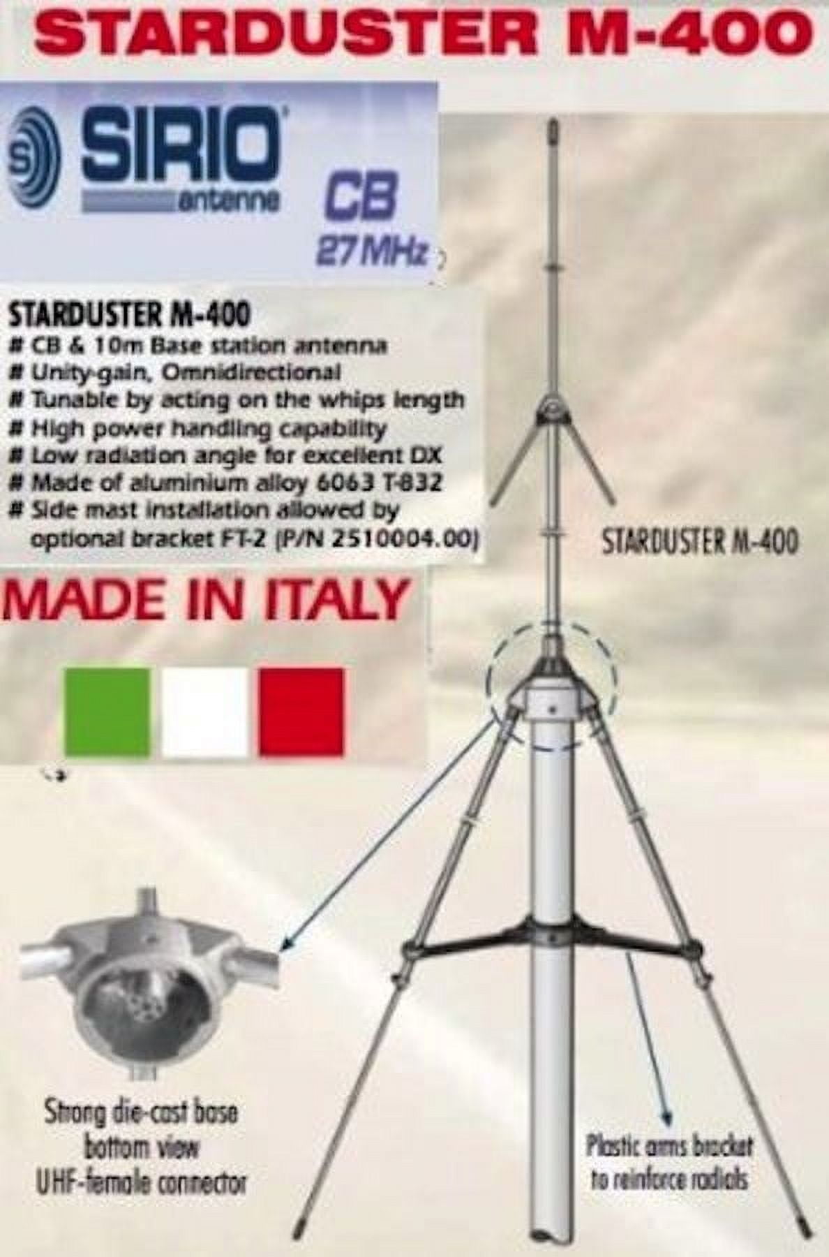 Sirio Antenna StarDuster M-400, Tunable CB/10M Base Antenna, 26.5-30MHz ...