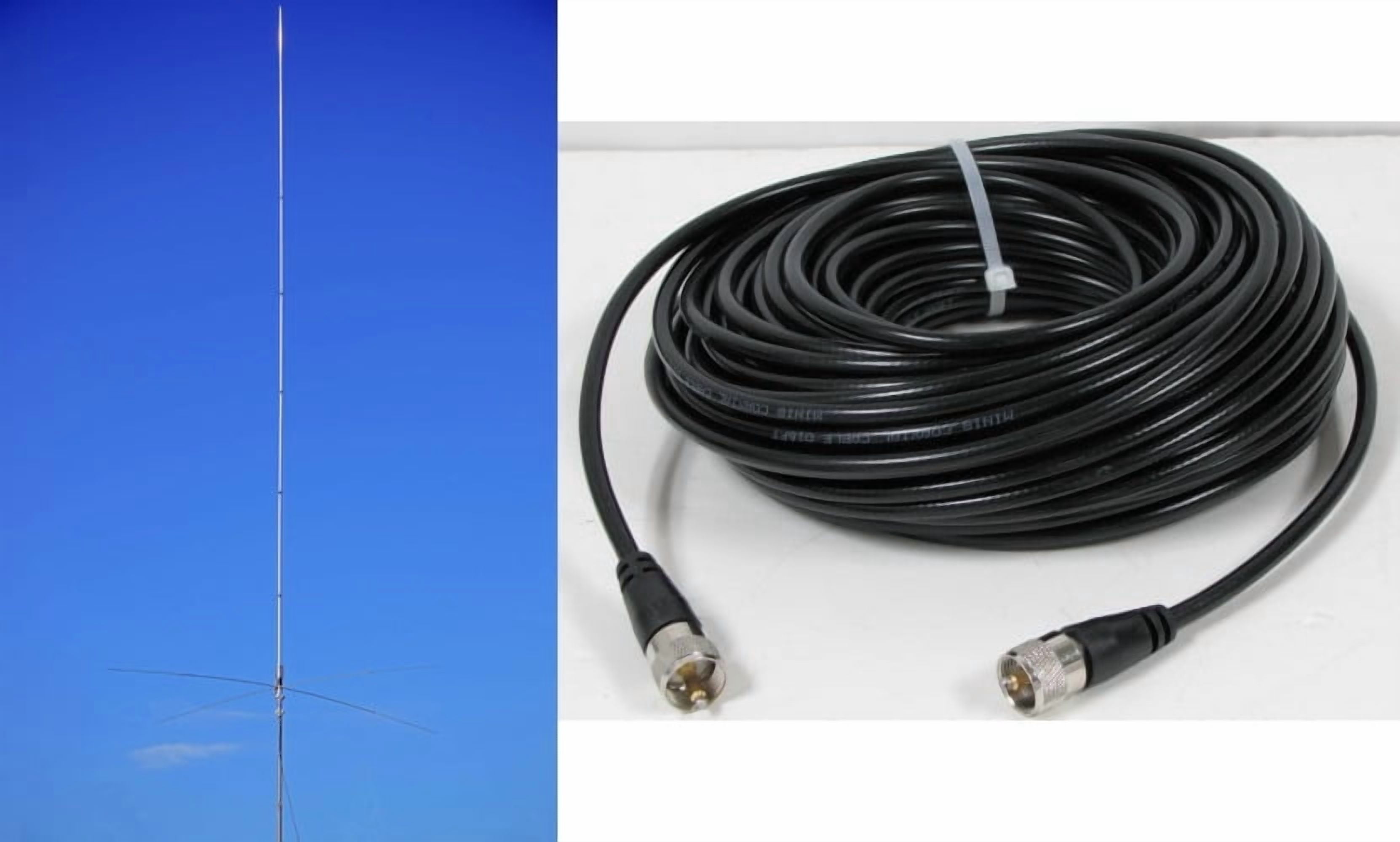 Sirio New Tornado 27 5/8 Wave CB/10M Antenna with 75 FT RG8X Coax Cable ...