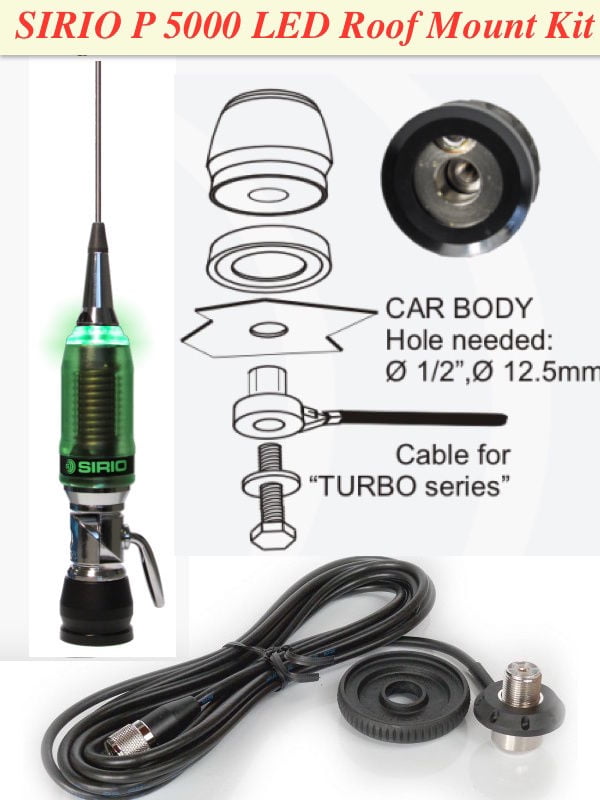 Sirio Performer 5000 LED 5000 Watts CB Roof Mount Kit: P5000 LED Ant ...