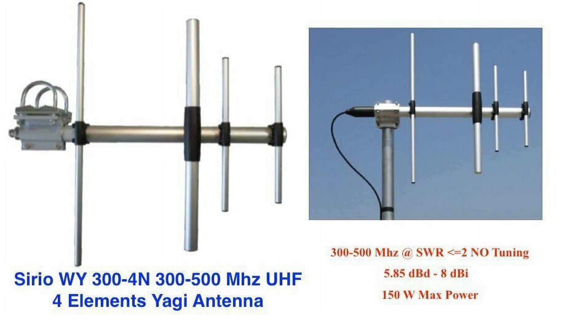 Sirio WY300-4N 300-500Mhz 4 Elements UHF Yagi Antenna - Walmart.com