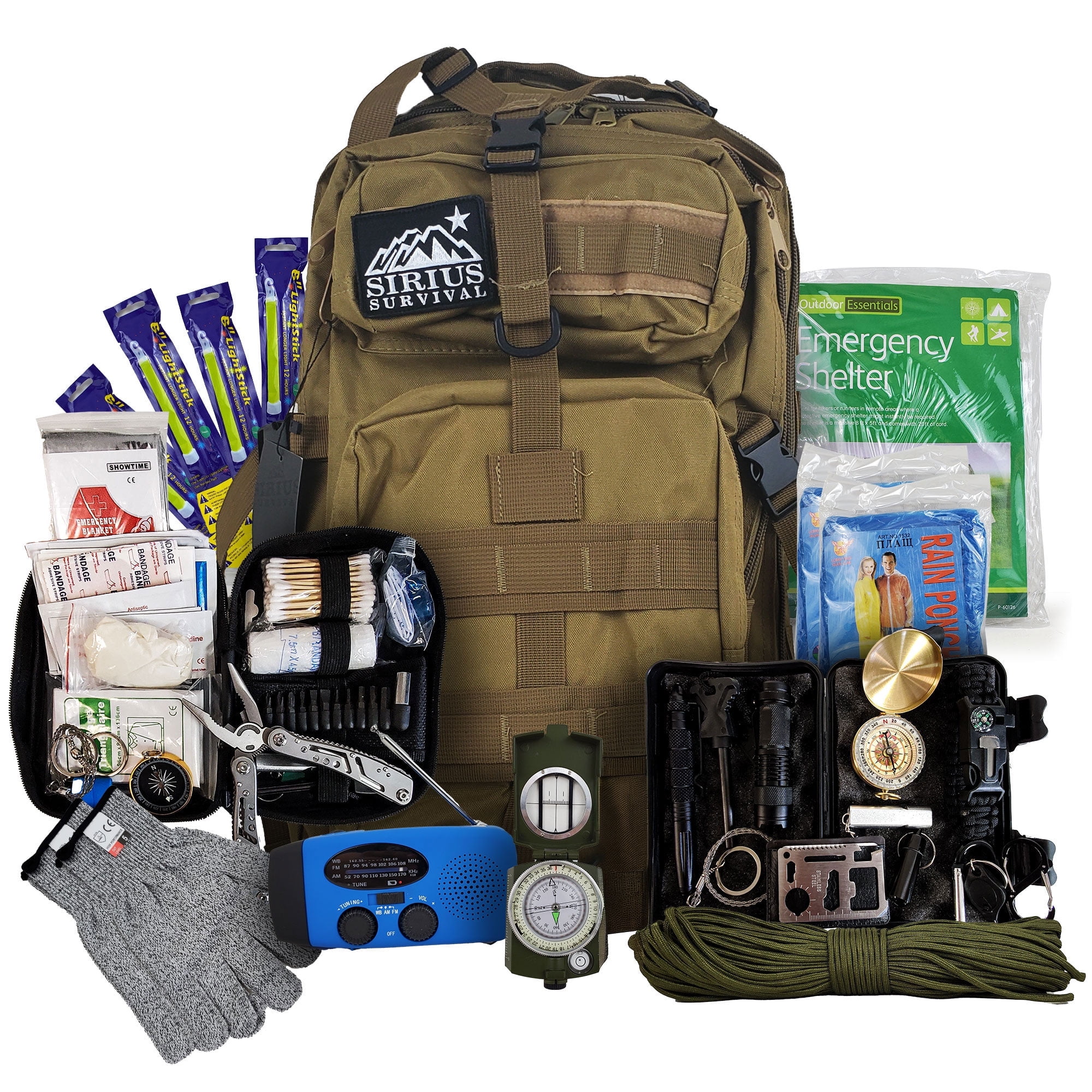 Sirius: Bug Out Bag Backpack Bugout Kit Great for Family - Survival Backpack - Tan - Walmart.com
