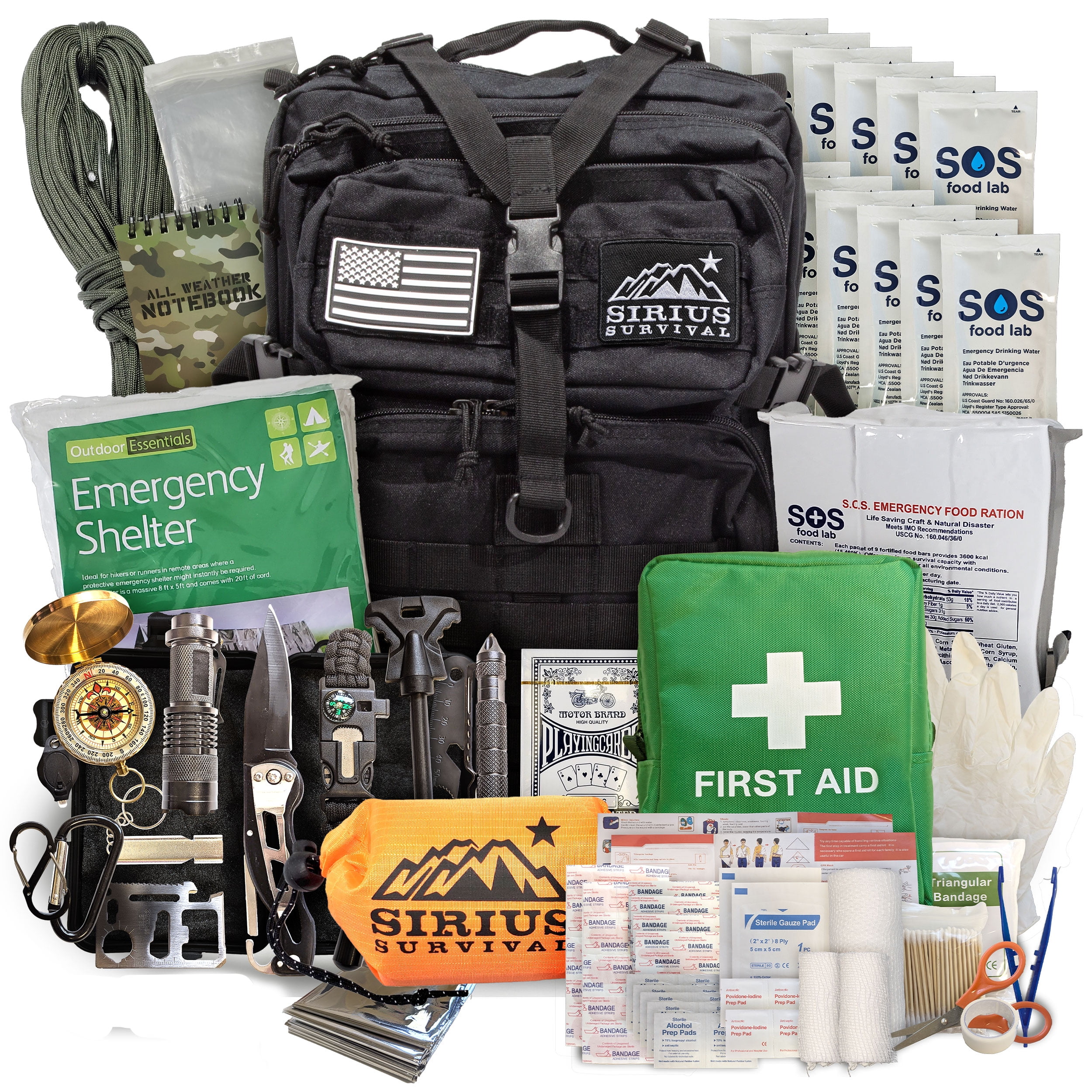 Sirius: Bug Out Bag Starter Kit - 72 Hour Kit for 1 Person - Backpack ...