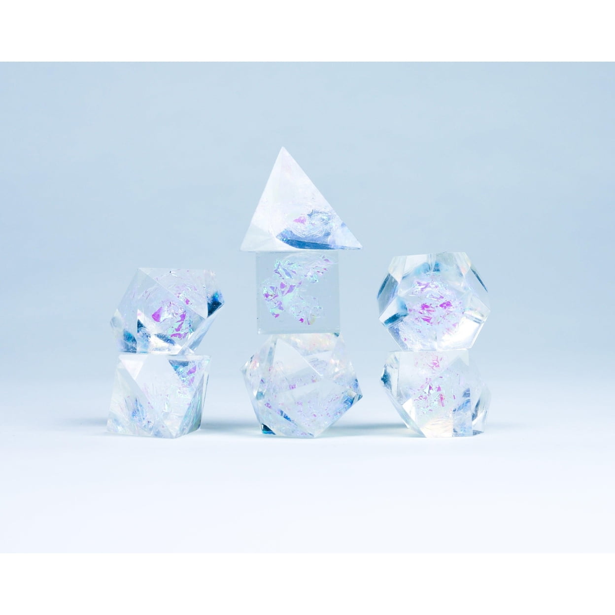 Sirius Dice 7-Set Cloak & Dagger Clear Dice Pack UV Black Light Numbers ...