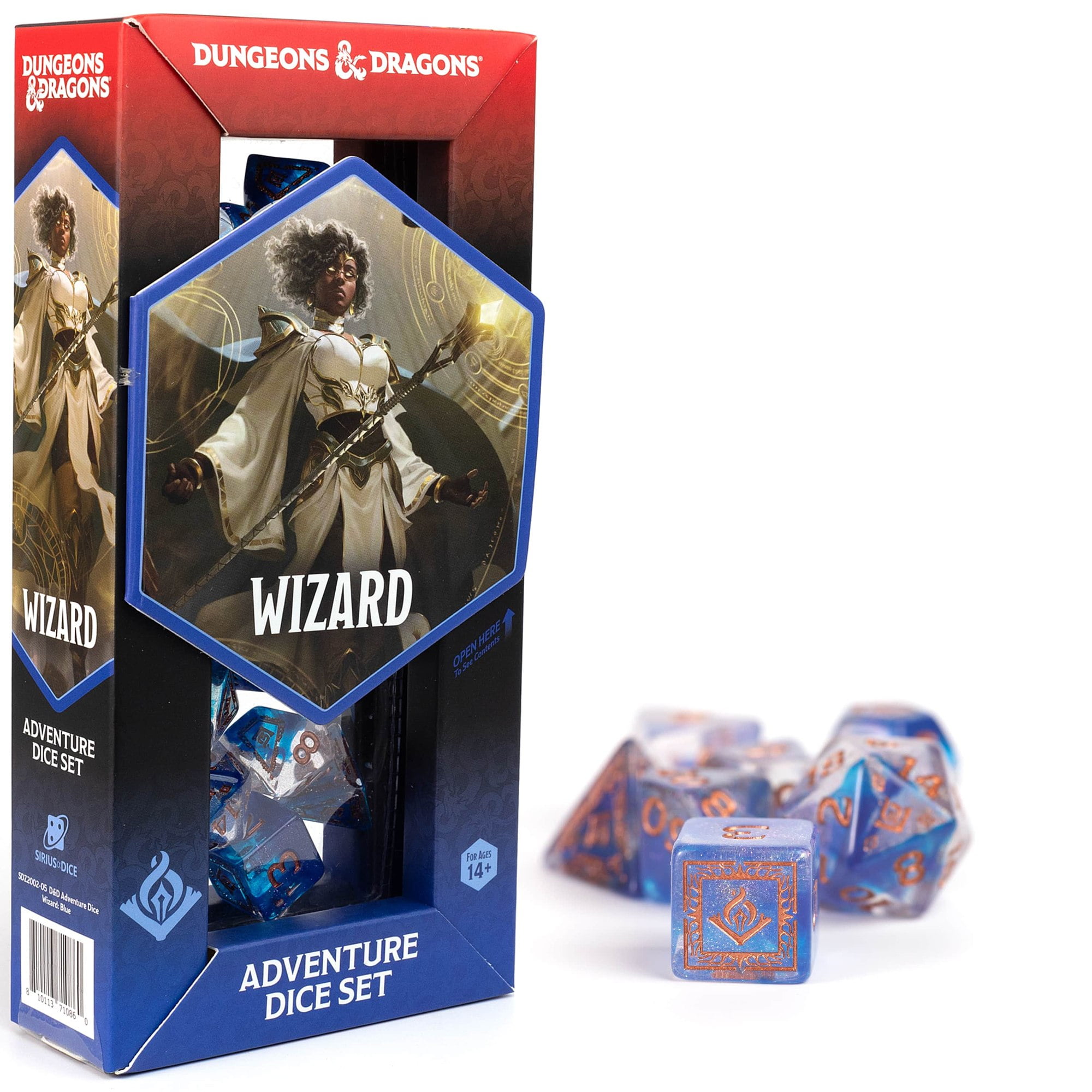 Dungeons & Dragons: D&D Adventure Dice: Wizard - Blue - 16pc RPG Die Set, Class Symbols ...