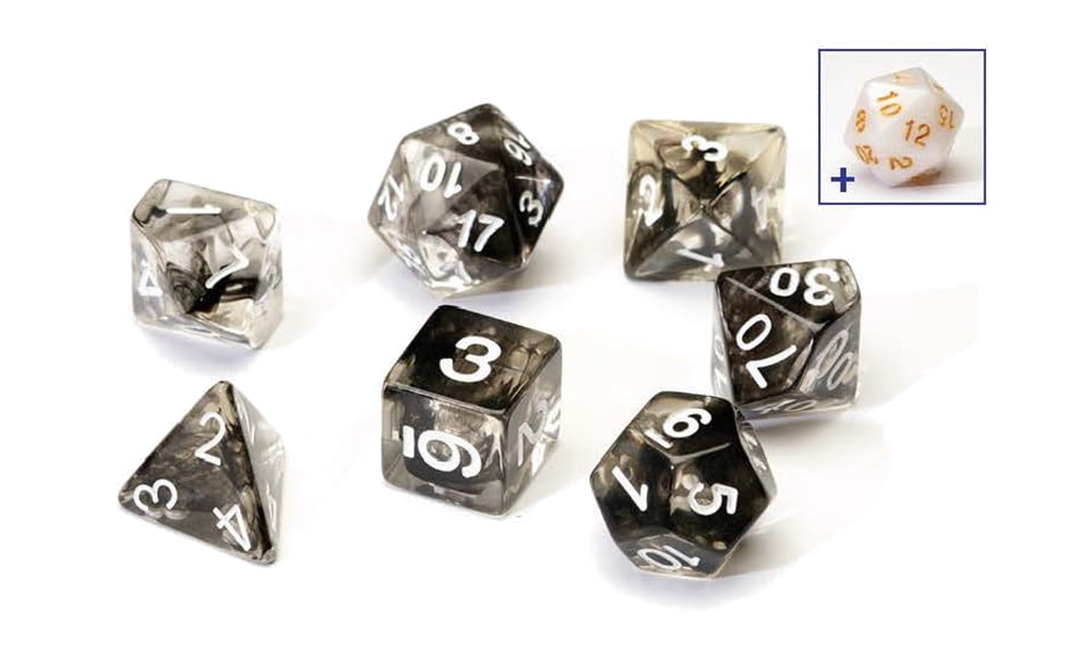 Sirius Dice SDZ000108 7 Piece Transparent Cloud Dice Set - Black ...