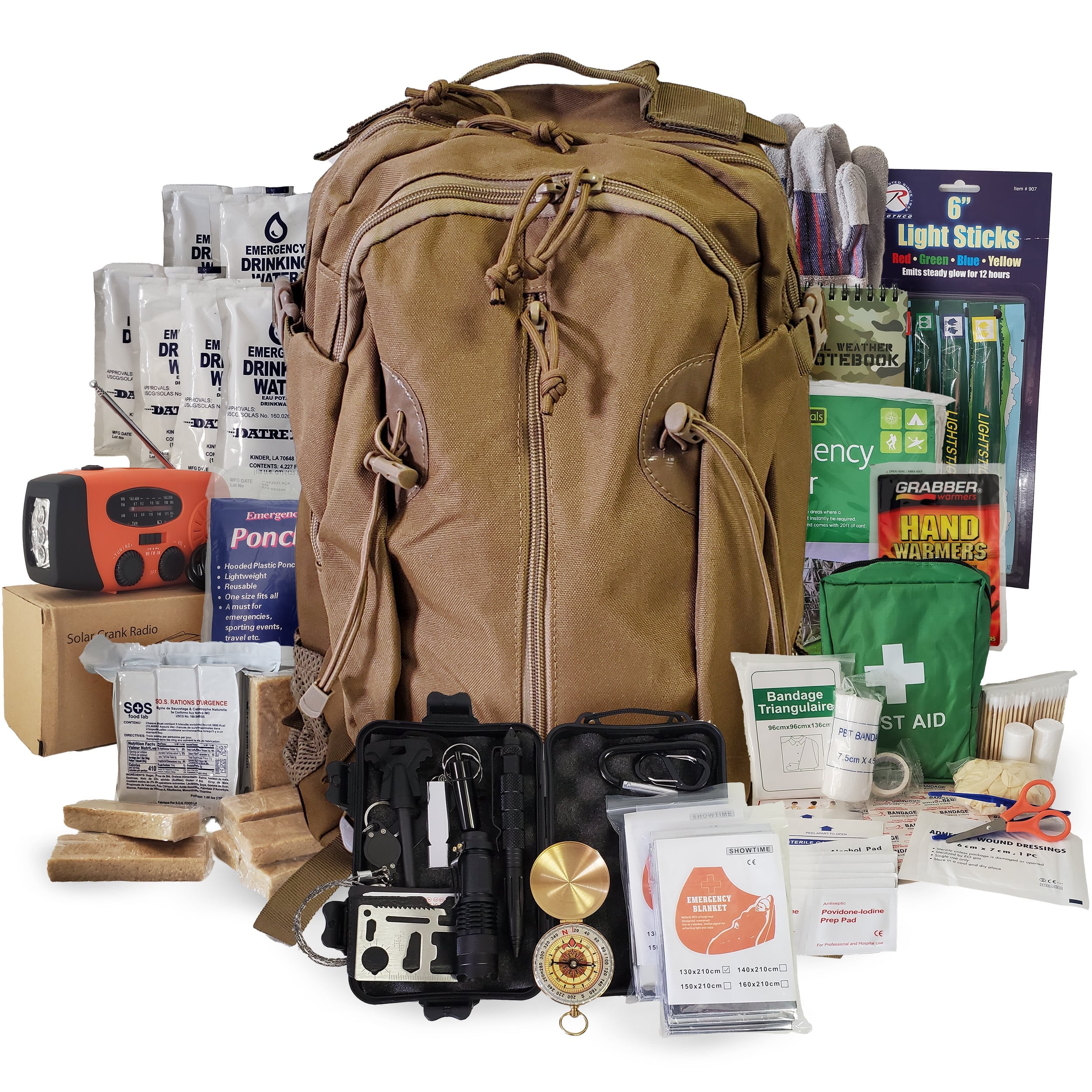 Sirius Survival 72 Hour 1 Person Emergency Kit with Food, Water, and ...