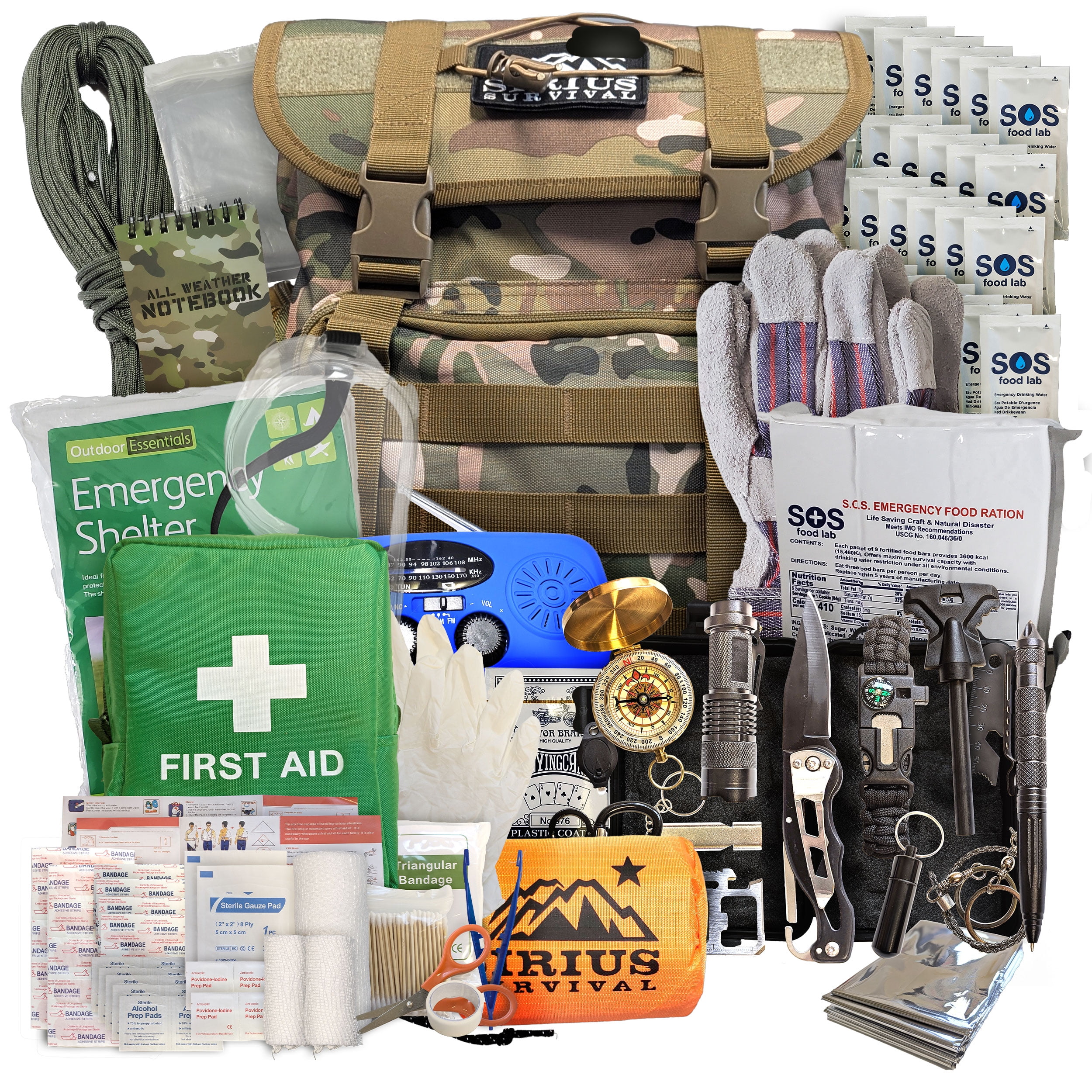 Sirius Survival 72-Hour Starter Emergency Preparedness Kit, One-Person ...