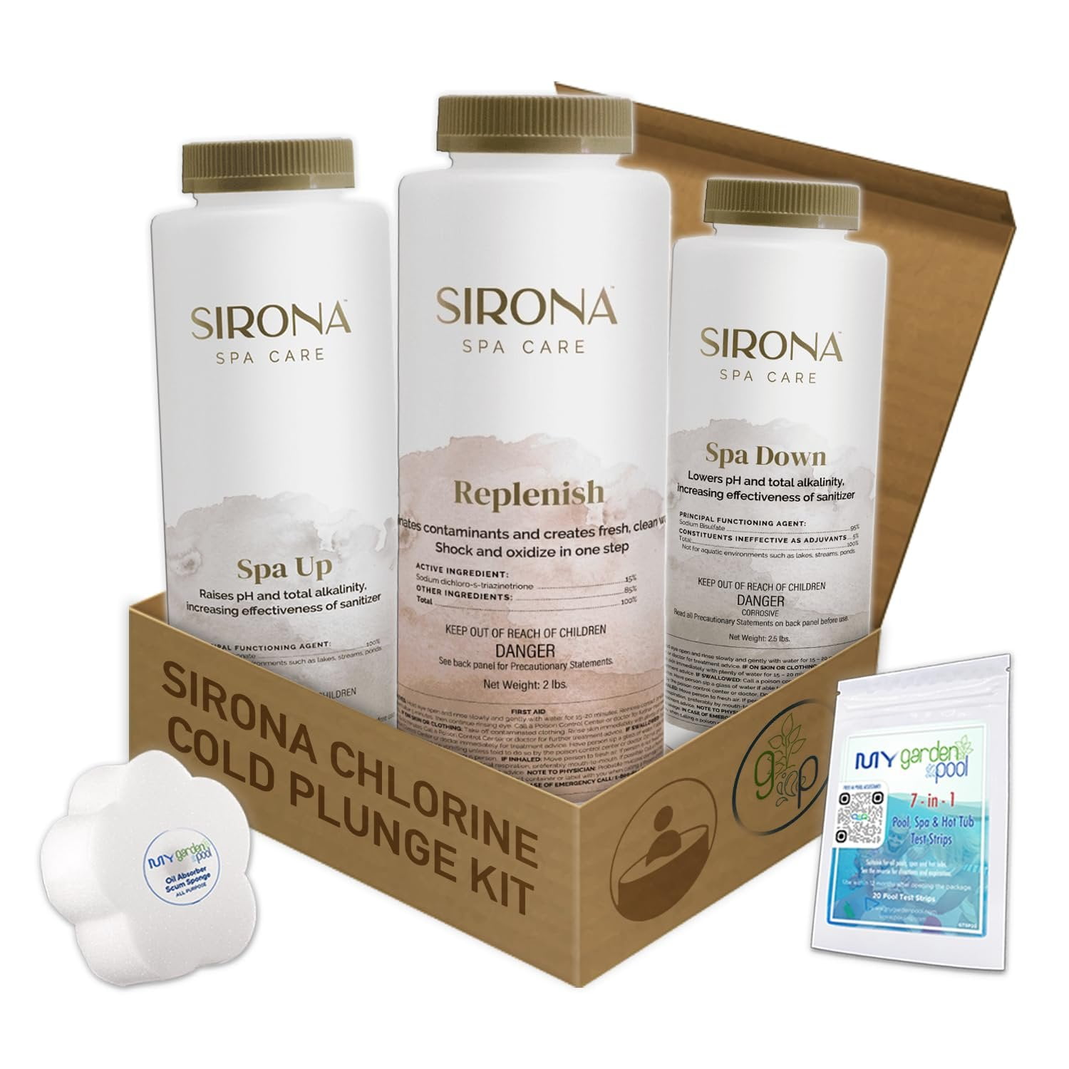 Sirona Chlorine Cold Plunge Kit Spa Up, Spa Down, Replenish Balancers ...