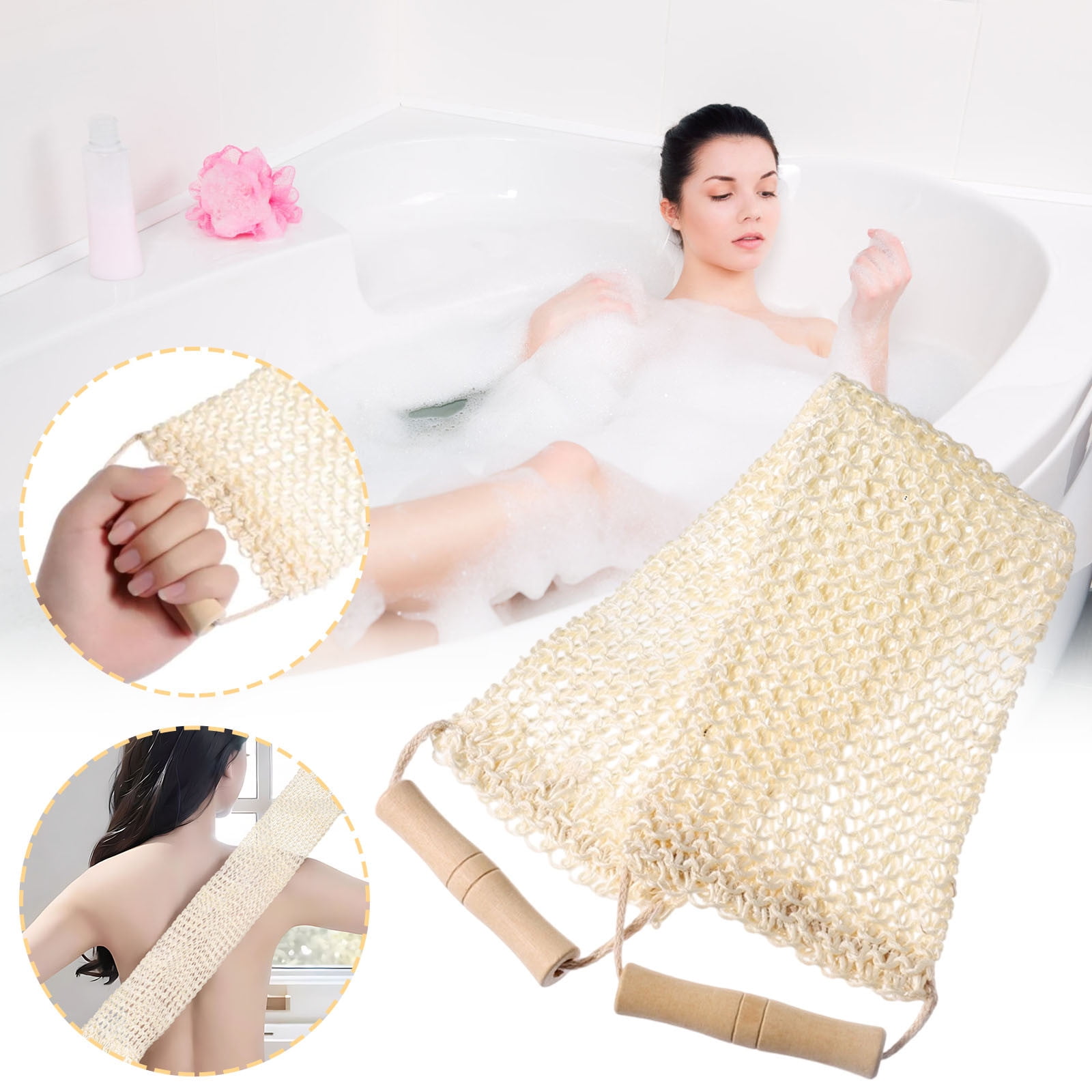 Sisal Bath Pull Strap Exfoliating Back Scrubber | 23 Inch White Cowboy ...