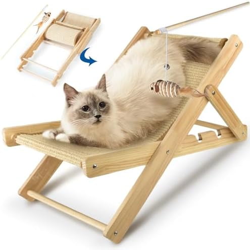 Sisal Cat Chair - No Assembly Required, Elevated Lounge Chair with ...