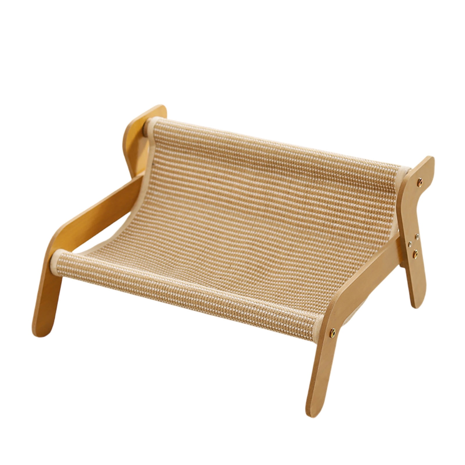 Sisal Cat Scratcher Bed, Natural Solid Wood Scratch Lounger, No Mess ...