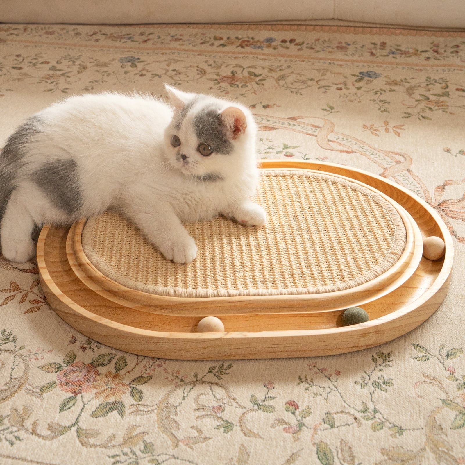 CheerPals Sisal Cat Scratcher Toy with Ball Track 17*13in Wooden Cats ...
