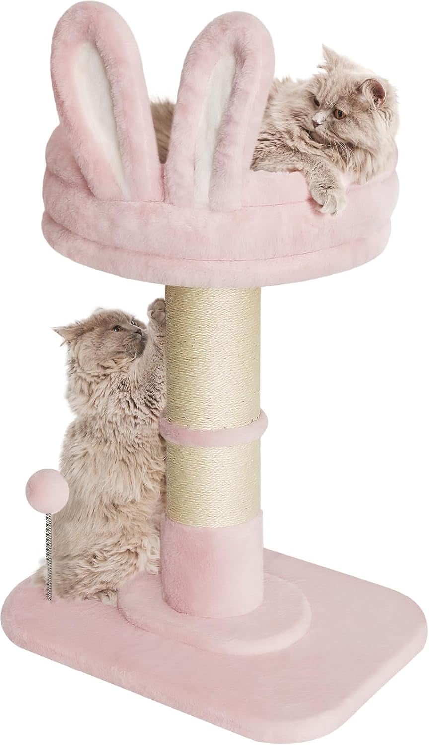 Sisal Cat Scratching Post with Soft Rabbit Bed, Small Cat Tree for ...