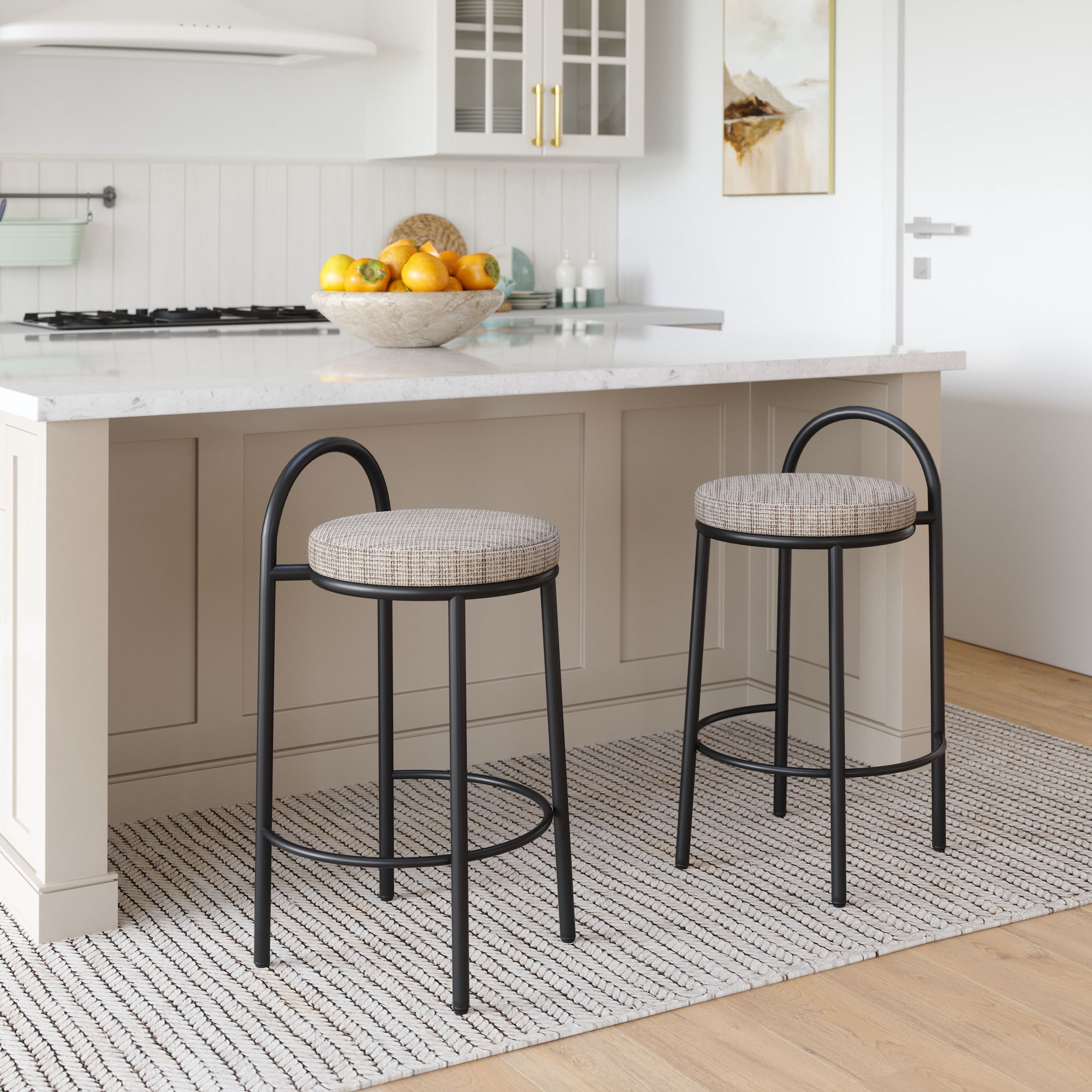 Sisal Counter Stool Beige Tweed Counter Stool, Modern Style, Soft ...