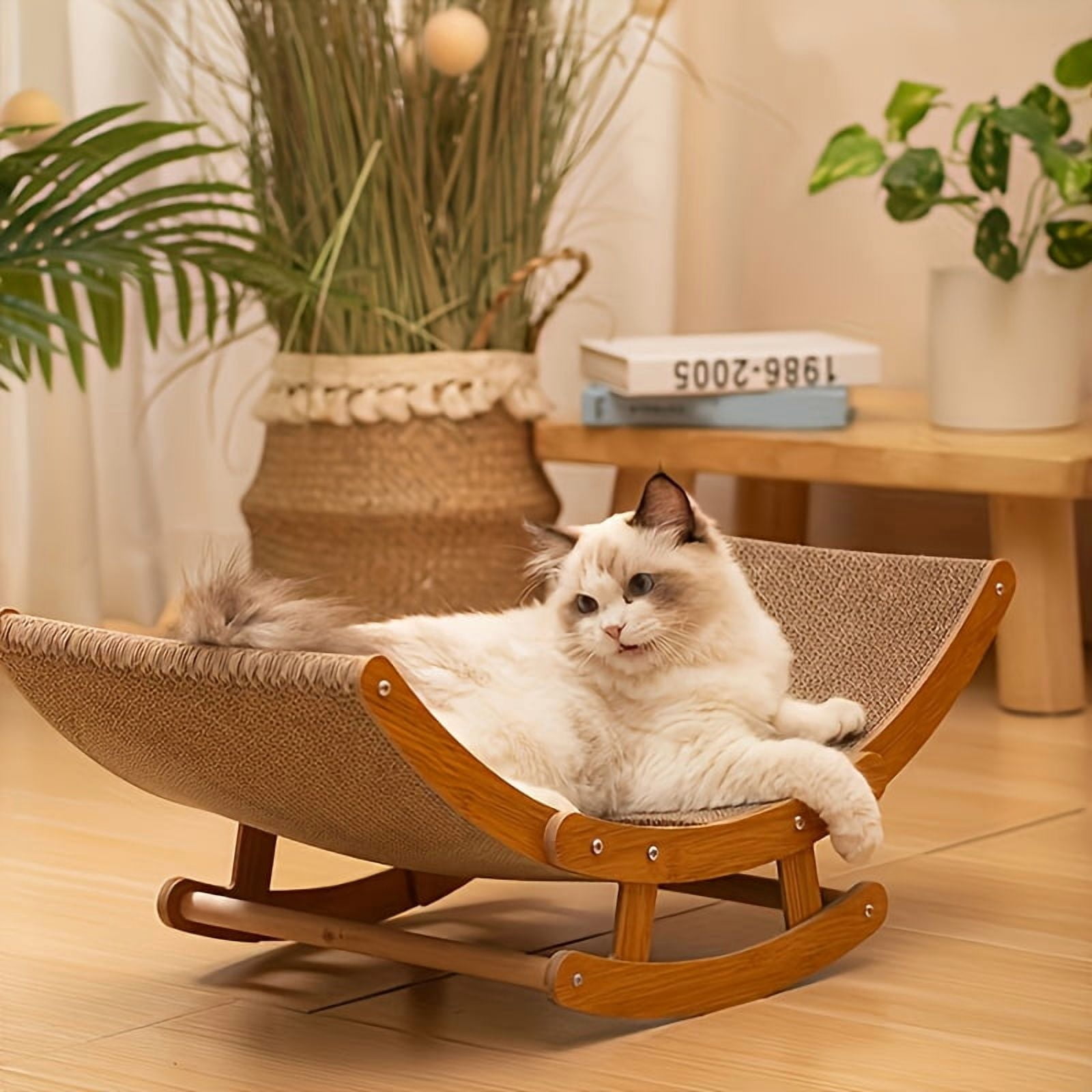 Sisal Rocking Chair Cat Scratch-board, Large Wooden Cat Hammock ...