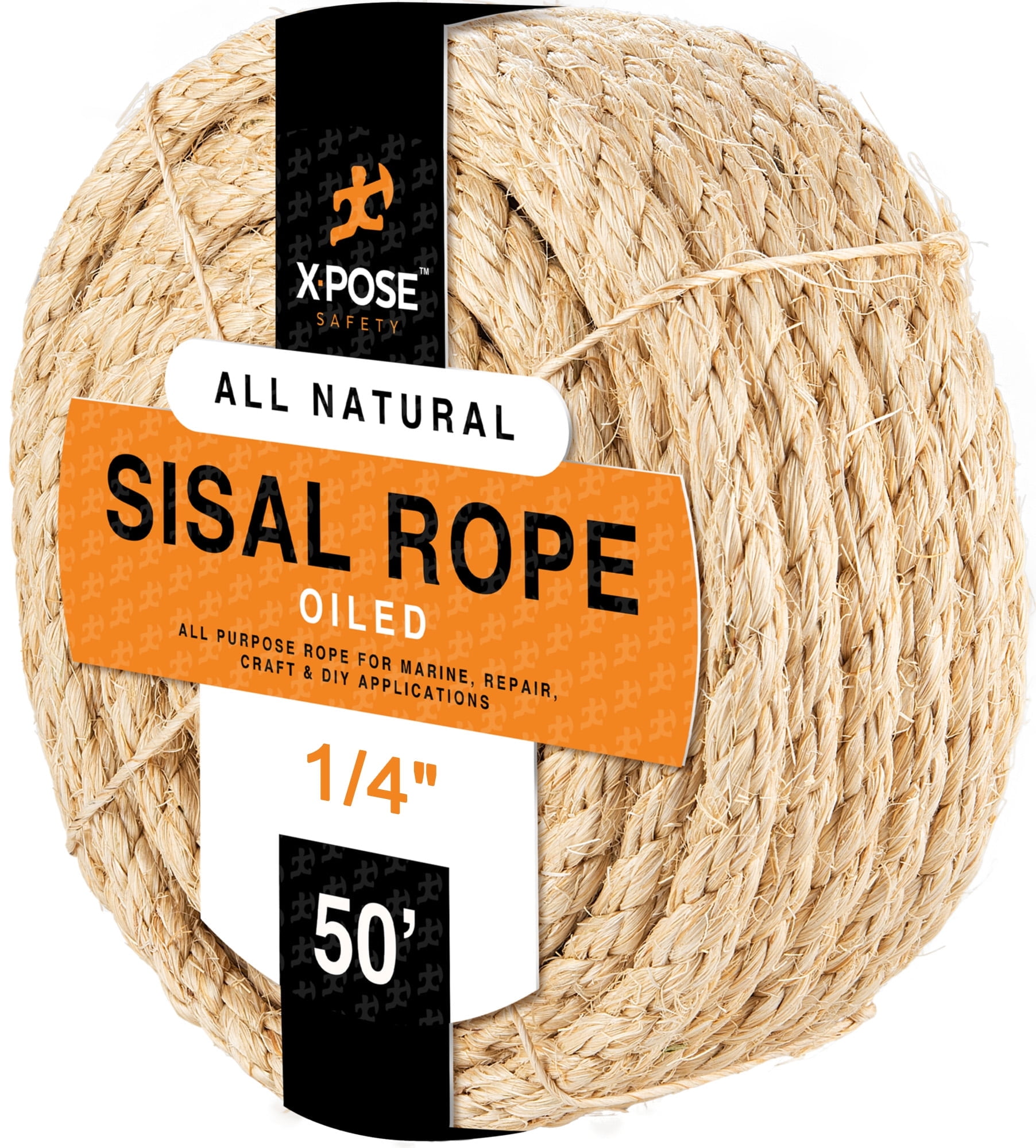 Sisal Rope - 1/4 Inch Thick Rope - 50 Ft Rope - Heavy Duty Durable ...