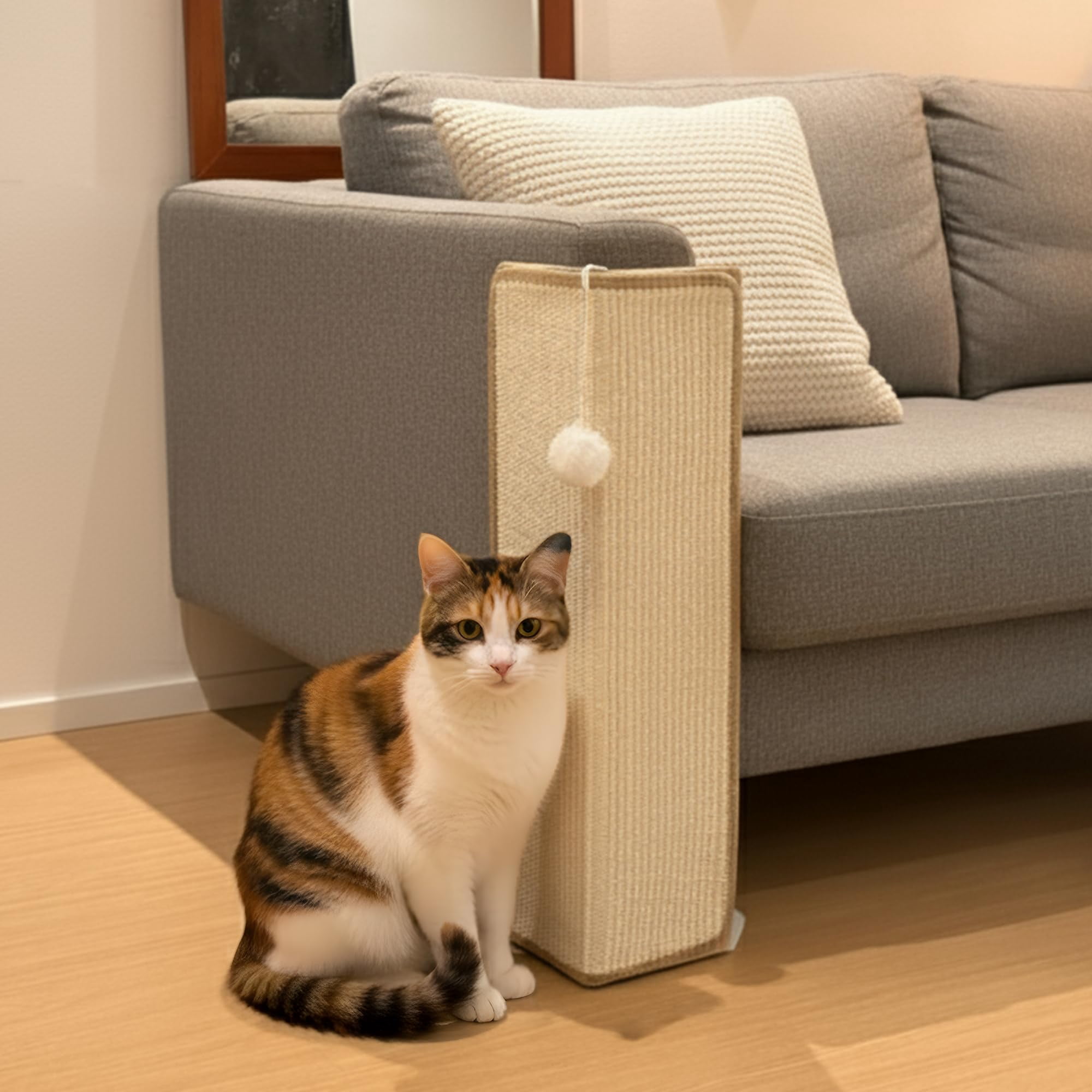 Sisal Under-Furniture Cat Scratcher, Couch Corner Protector Scratch Pad ...