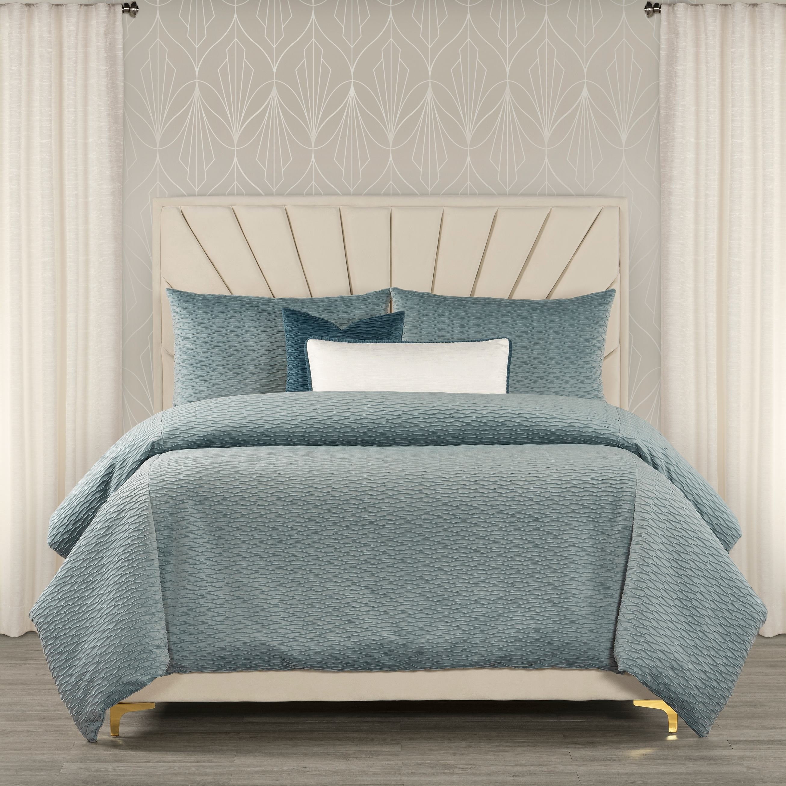 Siscovers The Great Gatsby Velvet Wave Pleated Duvet & Insert Set Blue ...