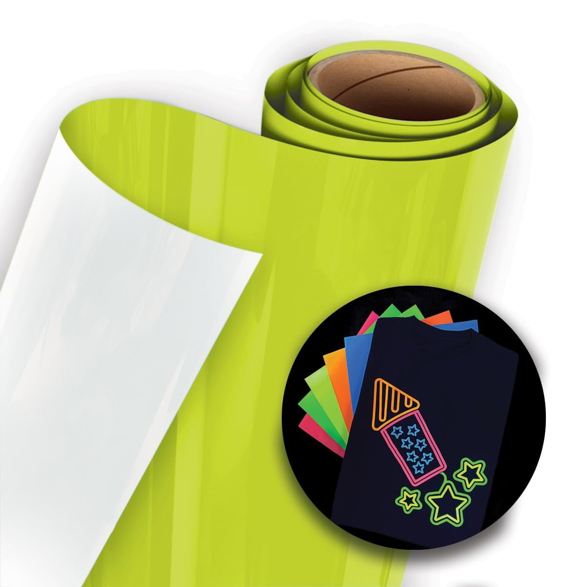 Siser Easy Glow Heat Transfer Vinyl, 12" x 1yd Roll Neon Yellow ...