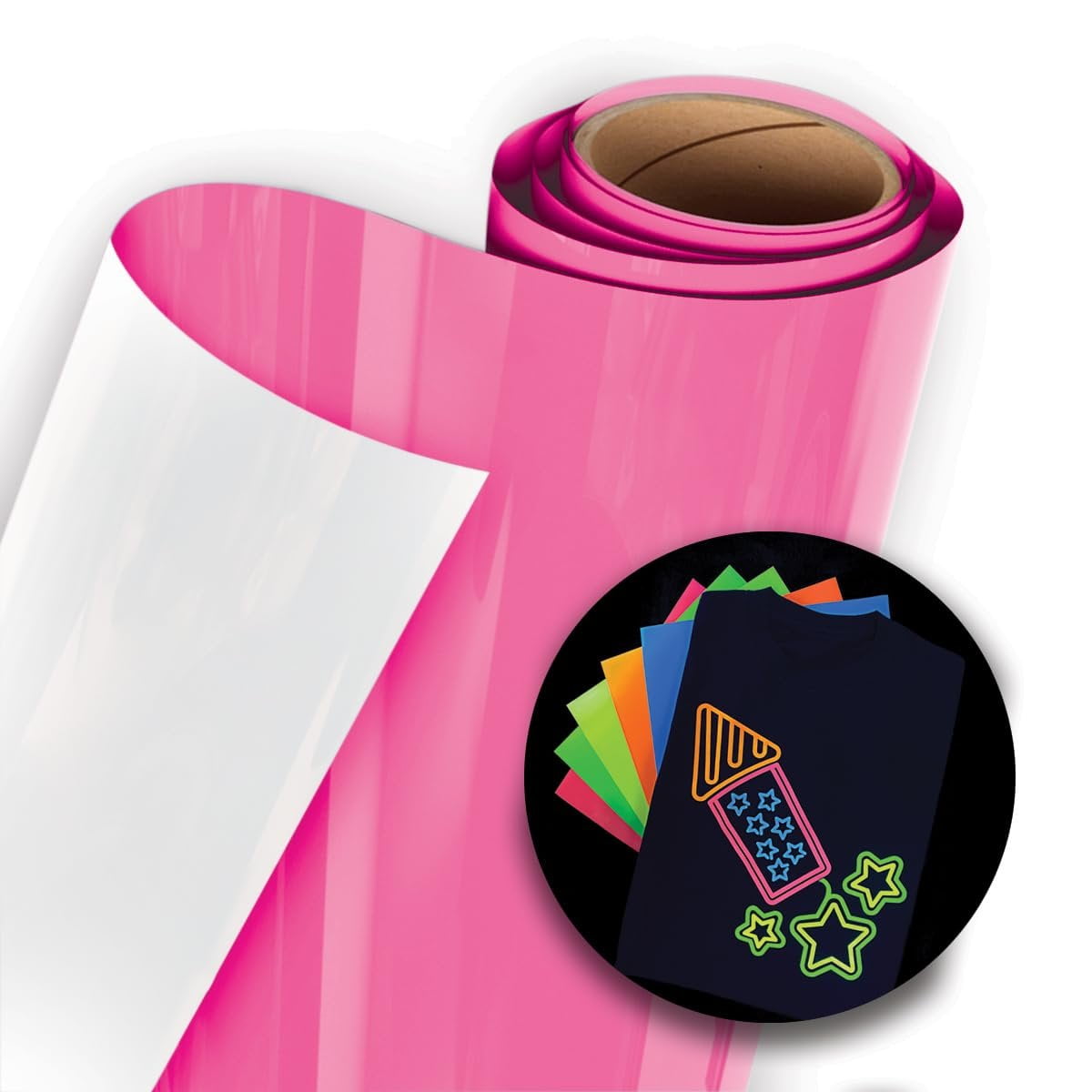 Siser Easy Glow Heat Transfer Vinyl, 12" x 25yd Roll Neon Pink ...