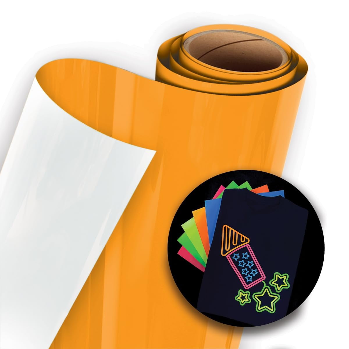 Siser Easy Glow Heat Transfer Vinyl, 12" x 5yd Roll Neon Orange ...