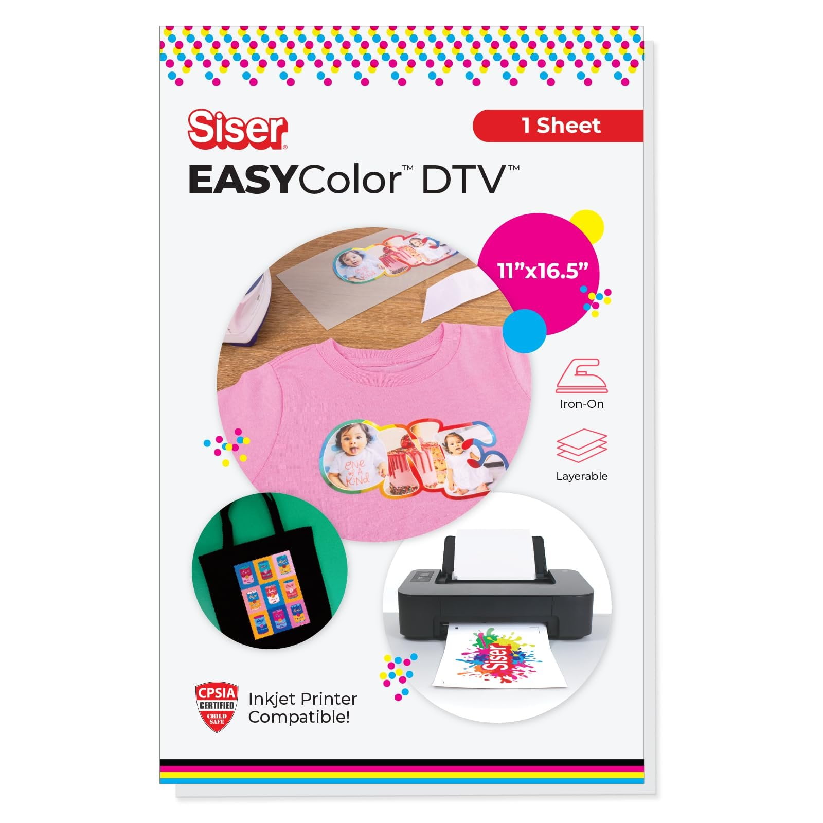 Siser EasyColor DTV, 11" x 16.5" Sheet - Inkjet Printer Compatible Heat ...