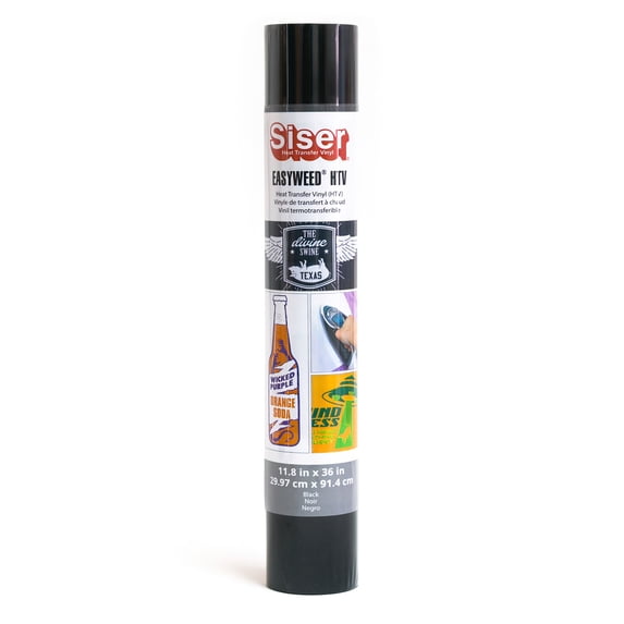 Siser EasyWeed HTV Black Heat Transfer Vinyl for Cricut, 11.8 x 36 ...