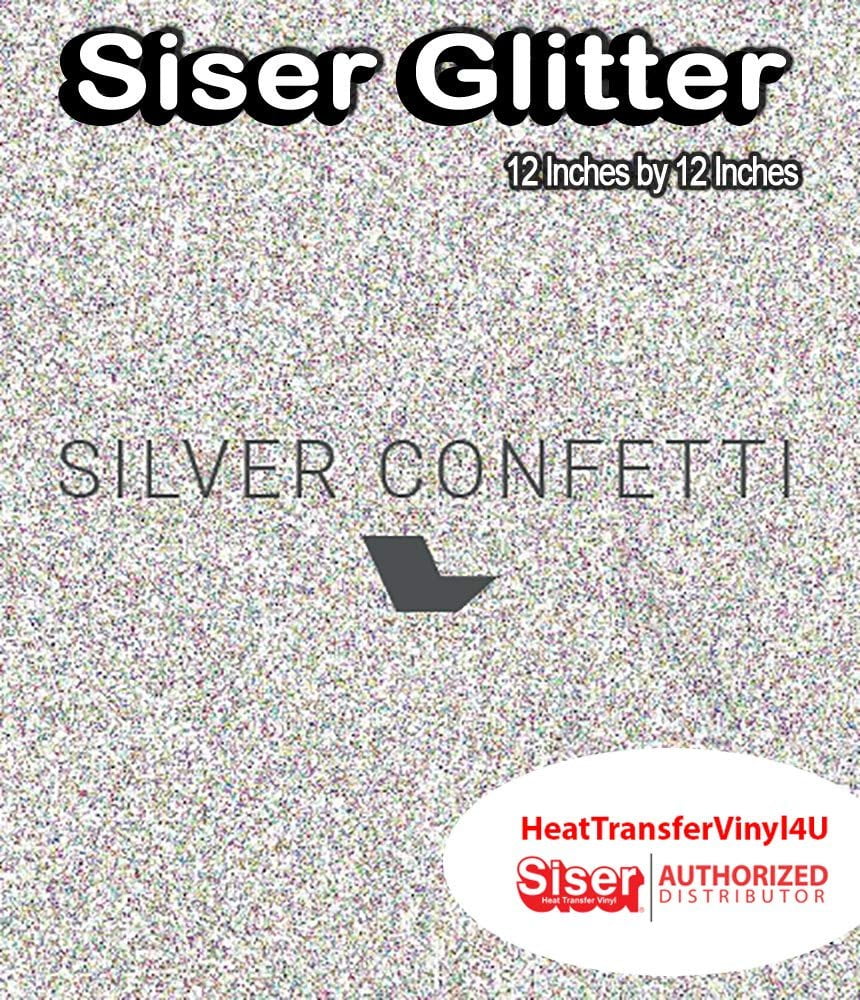 Siser Glitter HTV 20" x 12" Sheet - Iron on Heat Transfer Vinyl Silver ...