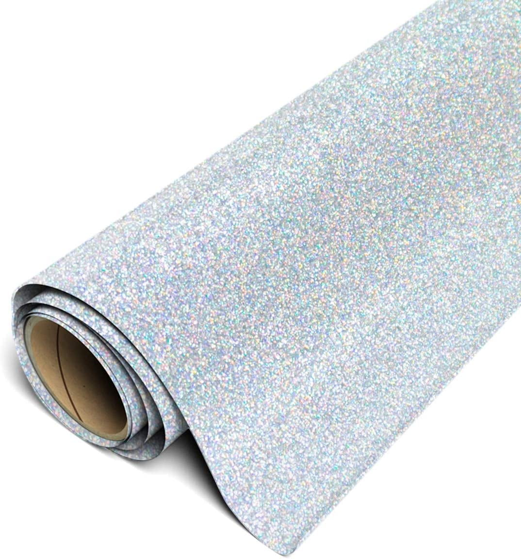 Siser Glitter HTV Iron On Heat Transfer Vinyl 12" x 20ft Roll - Silver ...