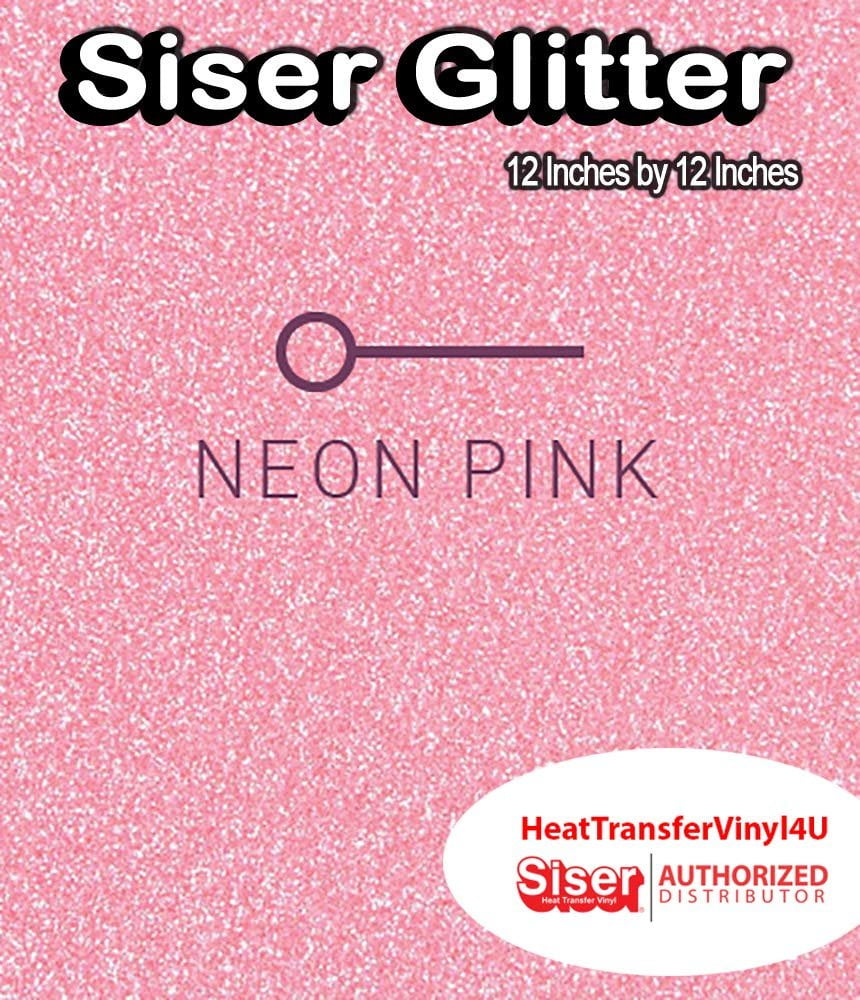 Siser Glitter Iron On Heat Transfer Vinyl 12 Inches by 12 Inches Neon ...