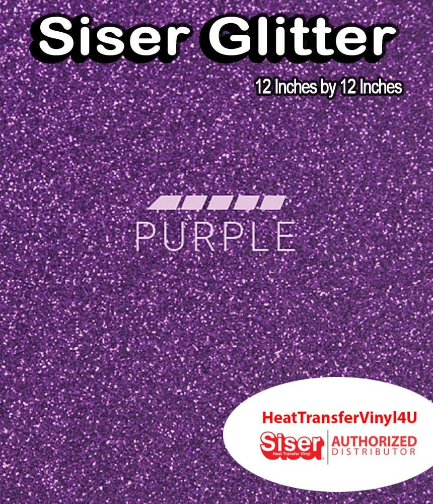 Siser Glitter Iron On Heat Transfer Vinyl 12 Inches by 12 Inches Purple ...