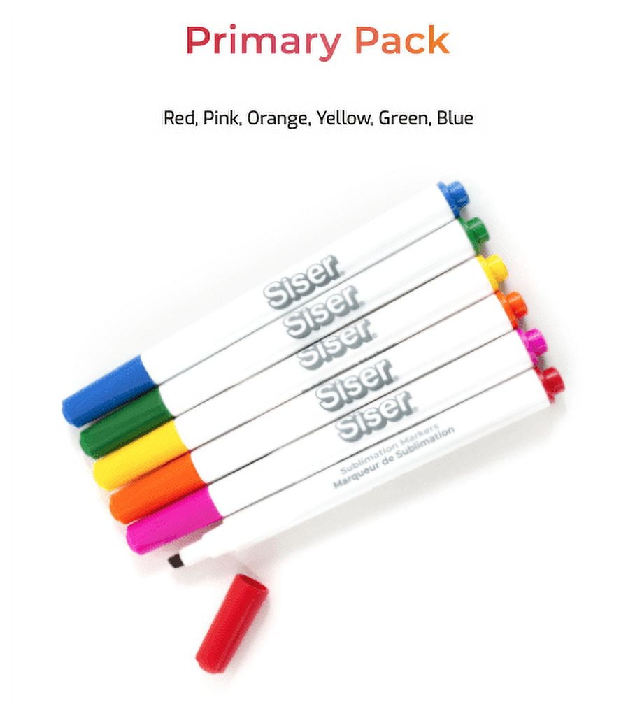 Siser Primary Colors 6 Piece Sublimation Markers - Walmart.com