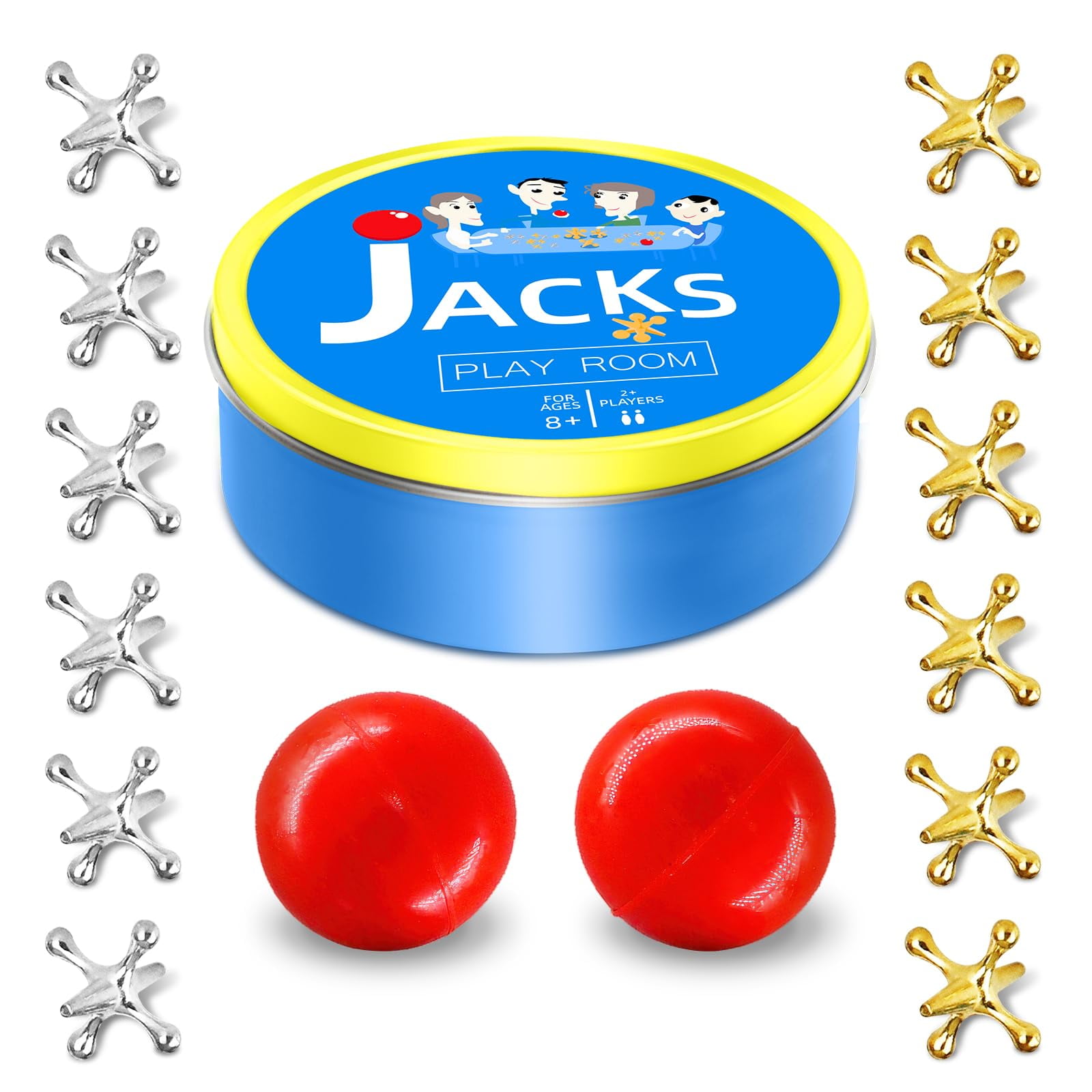 Sisland Metal Jacks Game with Ball Set, H2FSDOld School Jax Game Toy ...