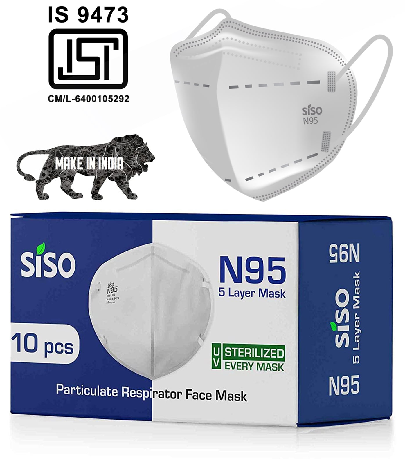 Siso N95 5 Layer Face Mask FFP2 - ISI Mark/BIS Certified - Walmart.com