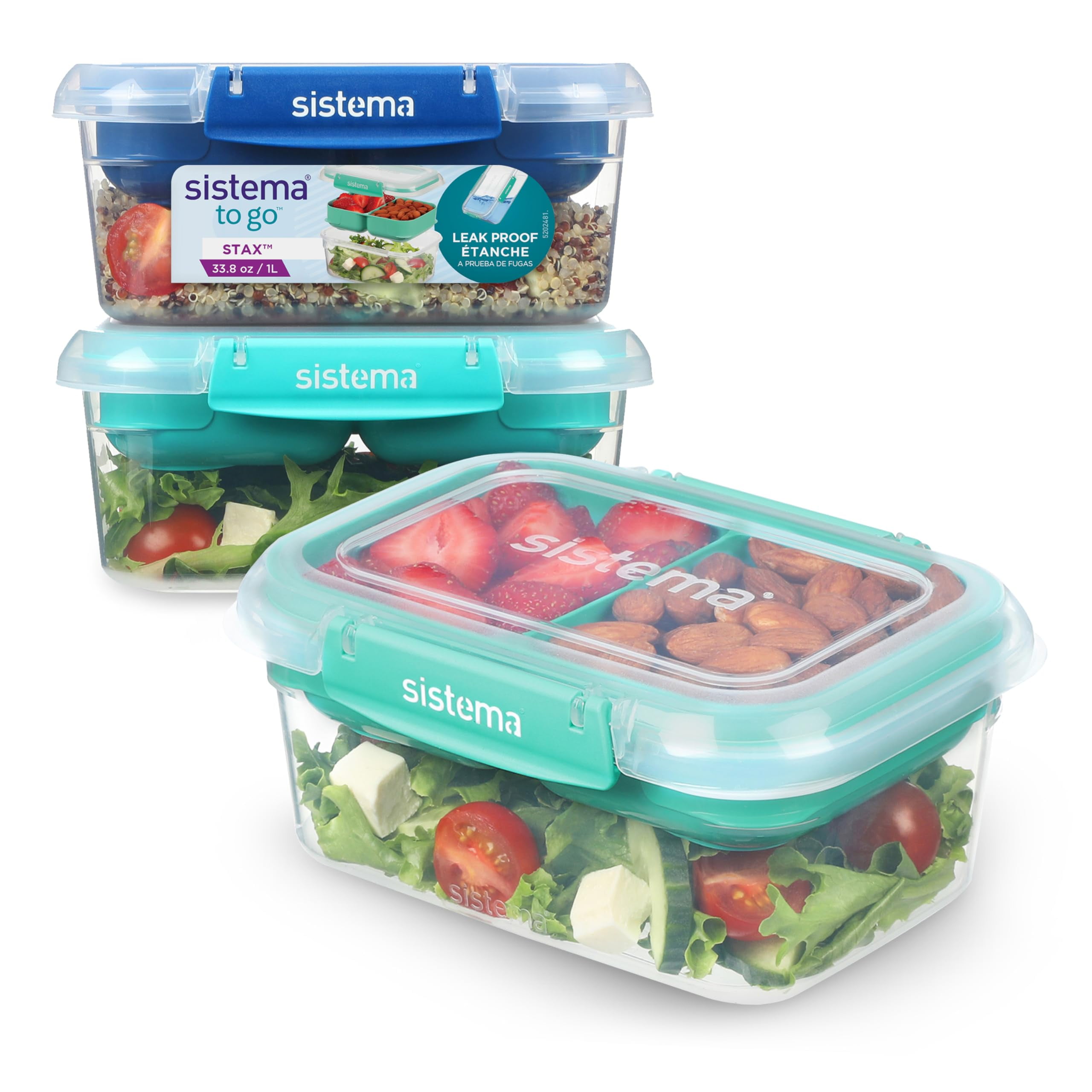 Sistema TO GO Stax Leakproof Food Storage Containers | 1 L | Airtight ...