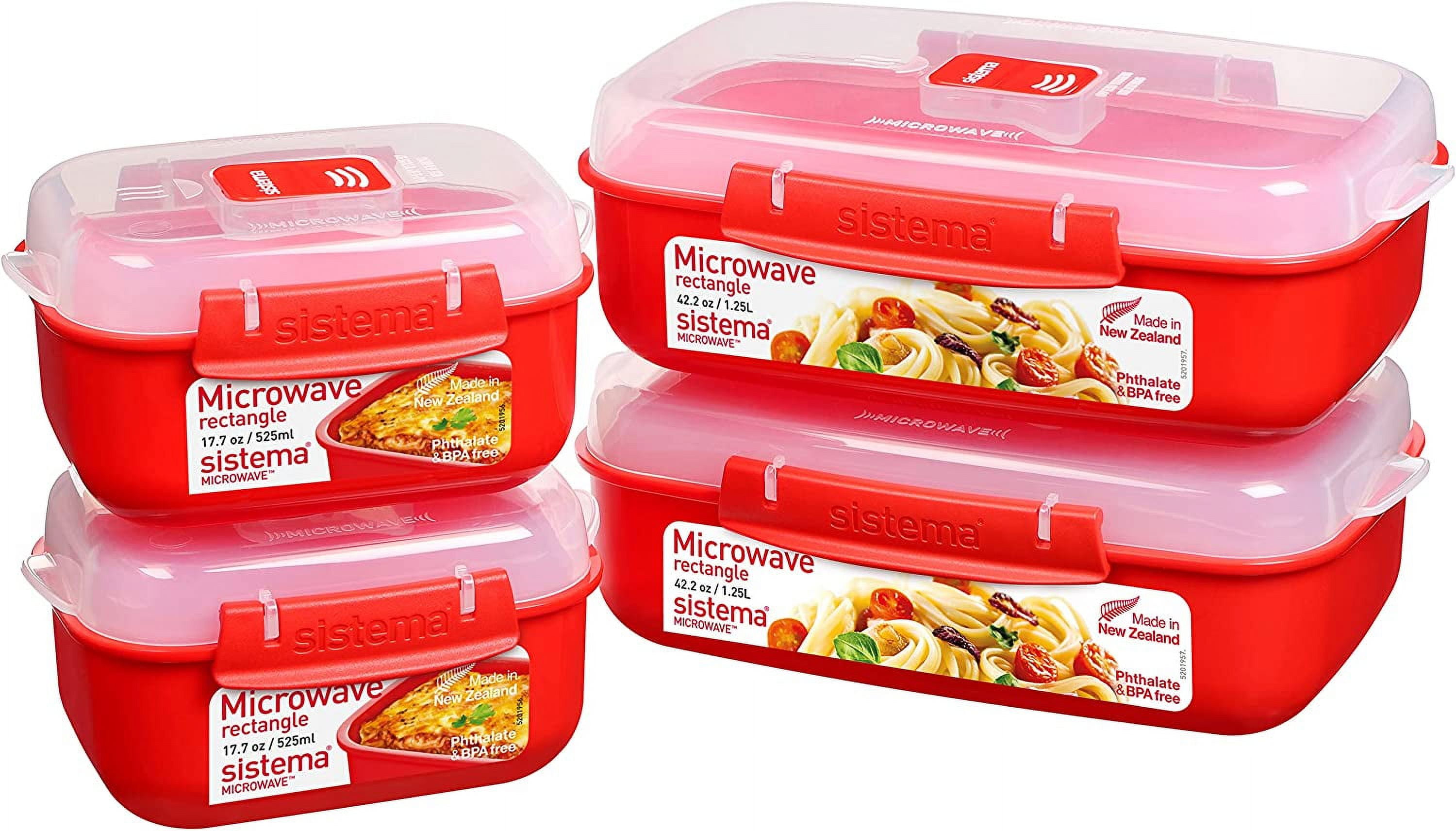 Sistema Heat and Eat Microwave Set | 4 Rectangular Food Containers with ...