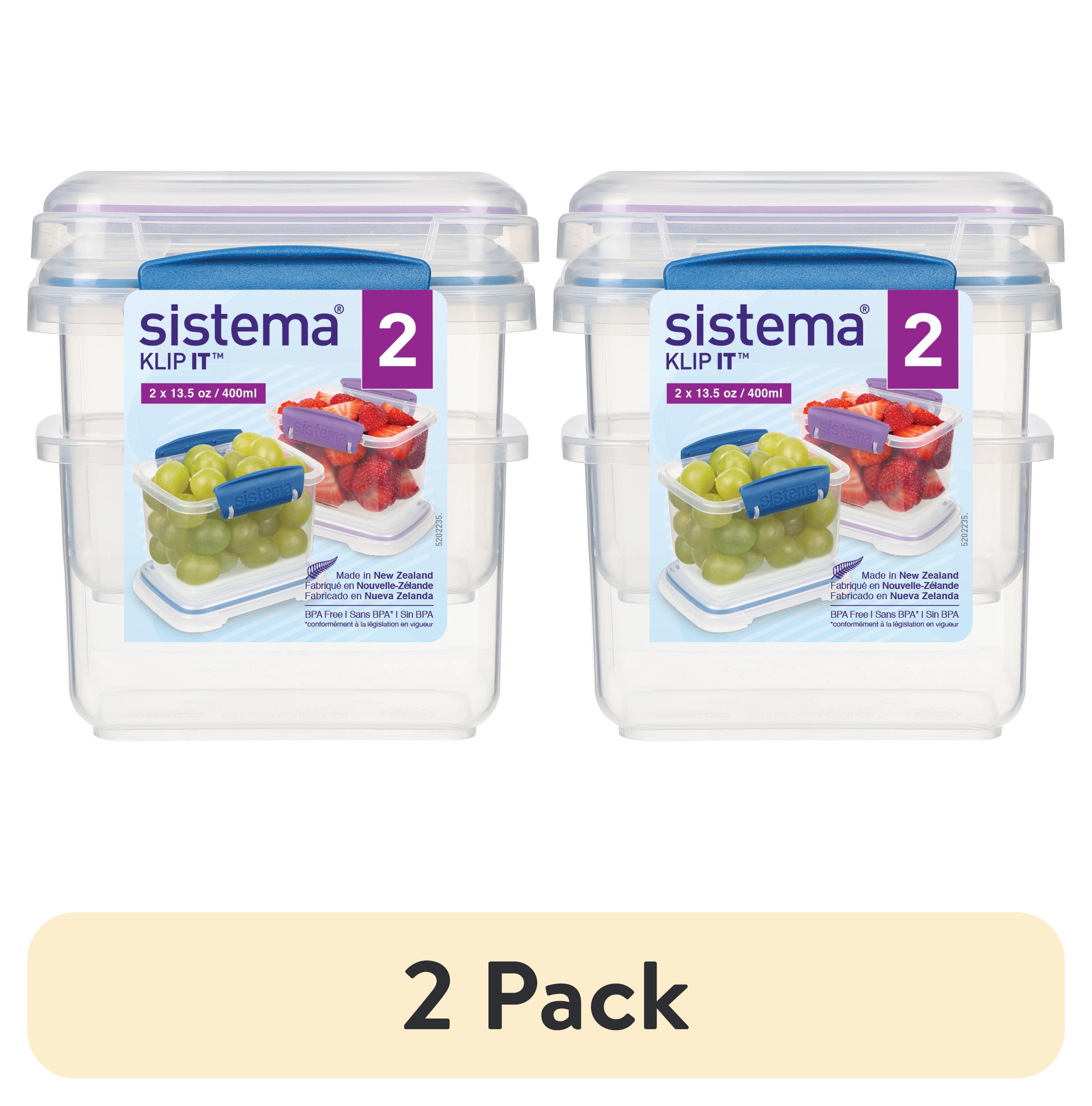 (2 pack) Sistema Klip It Food Storage Container, 1.6 Cups, Plastic, 2 ...