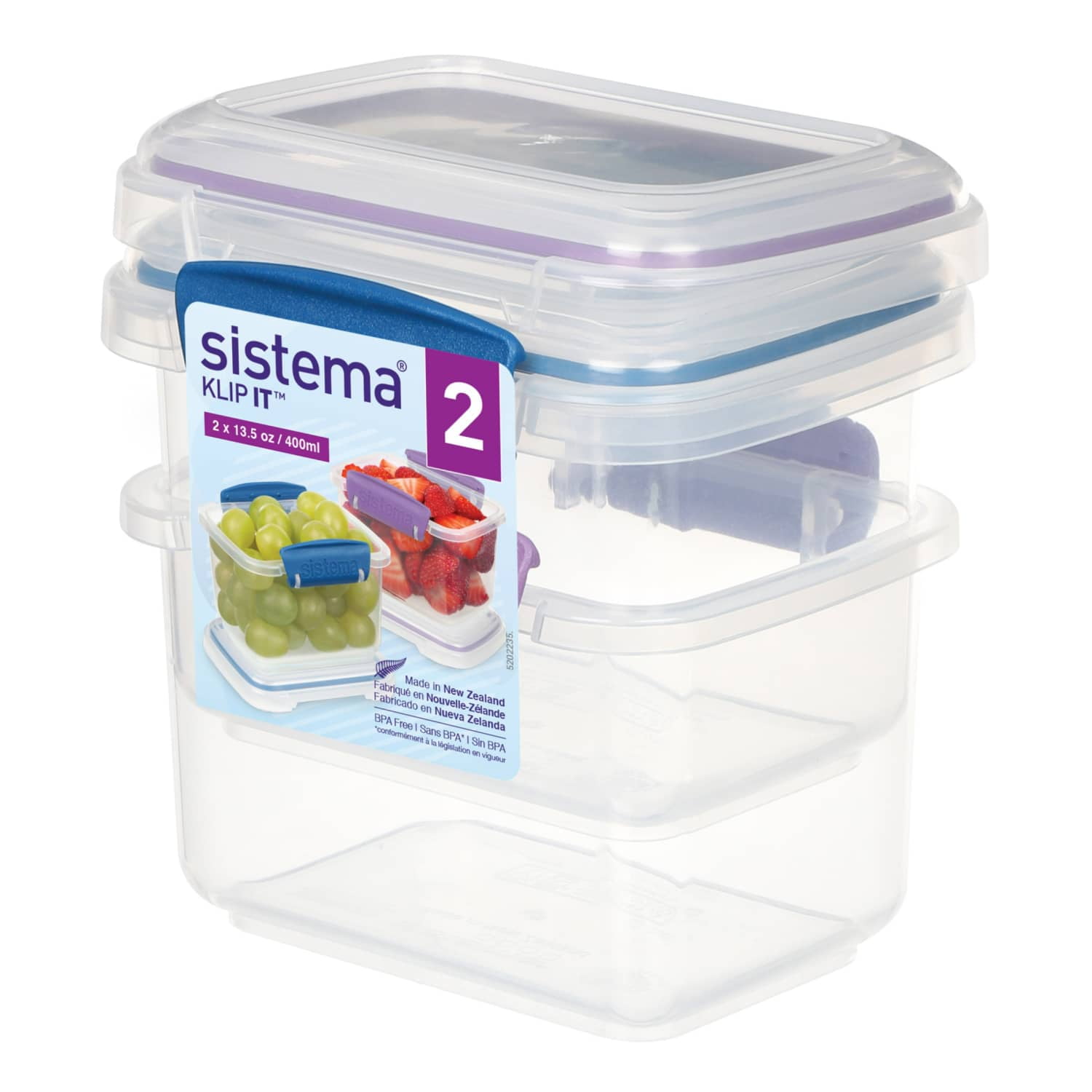 Sistema Klip It Food Storage Container, 1.6 Cups, Plastic, 2-Pack ...