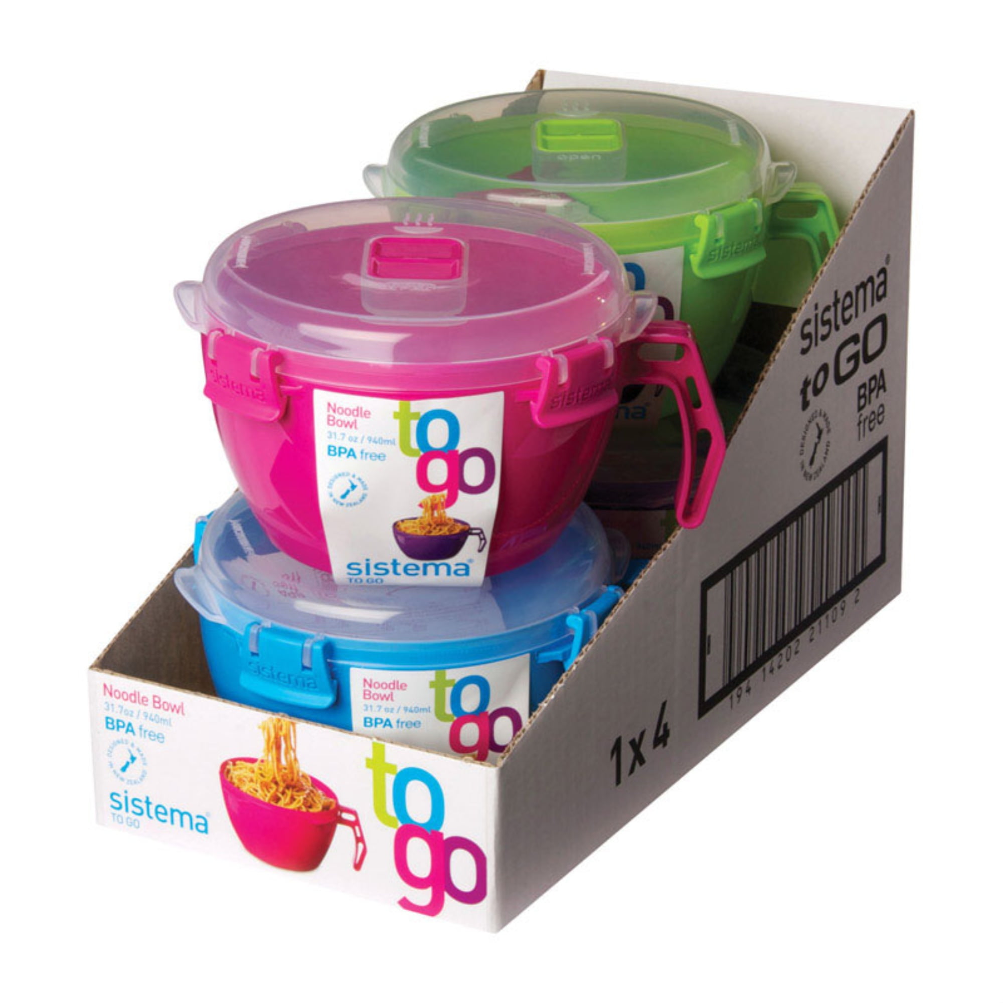 Sistema Microwave Cookware Noodle Bowl, 31.7 Ounce/ 4 Cup, Assorted ...